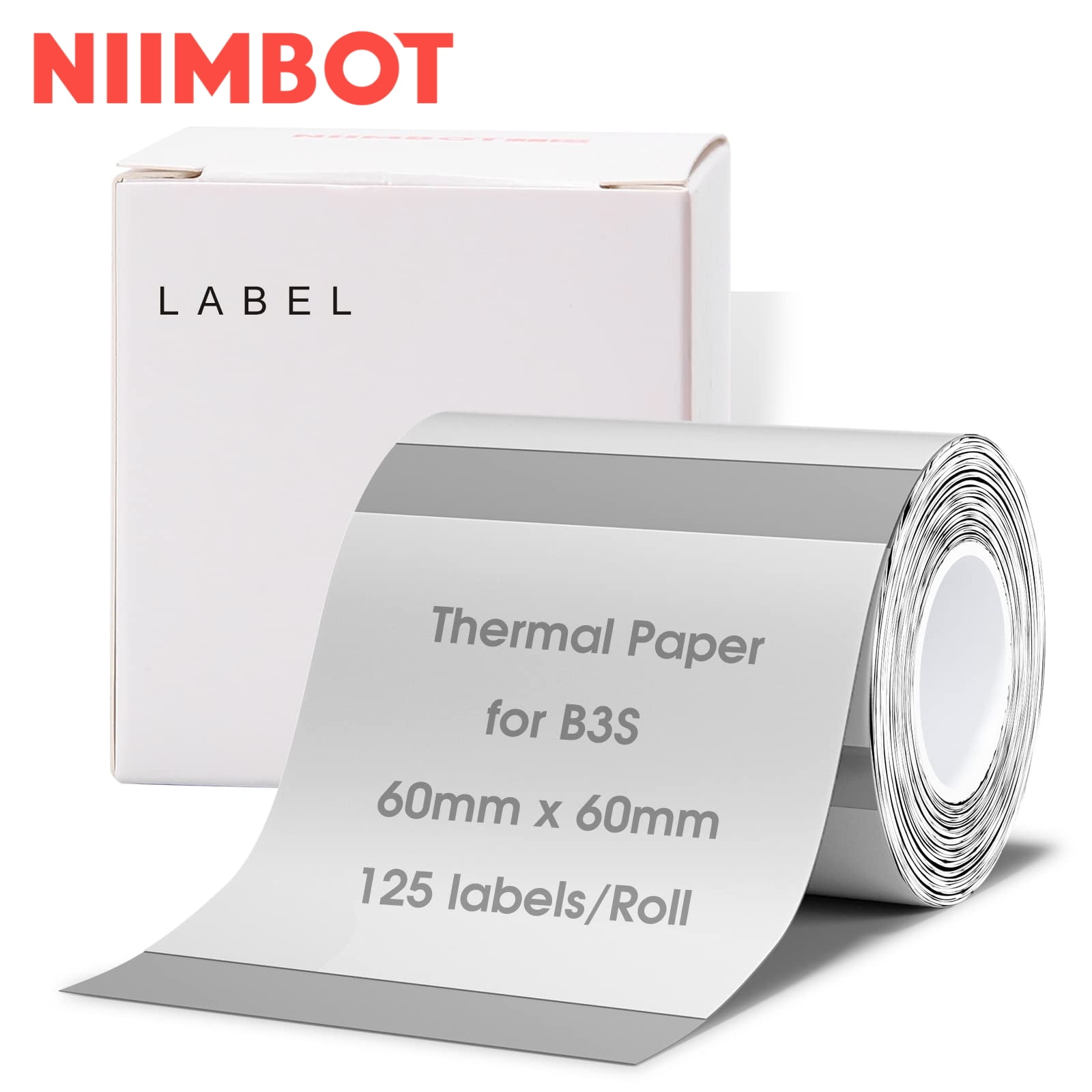 NIIMBOT B3S Labels, 2.36"x 2.36"(60x60mm) Thermal Sticker Label for B3S Label Maker, 1 Roll of ...