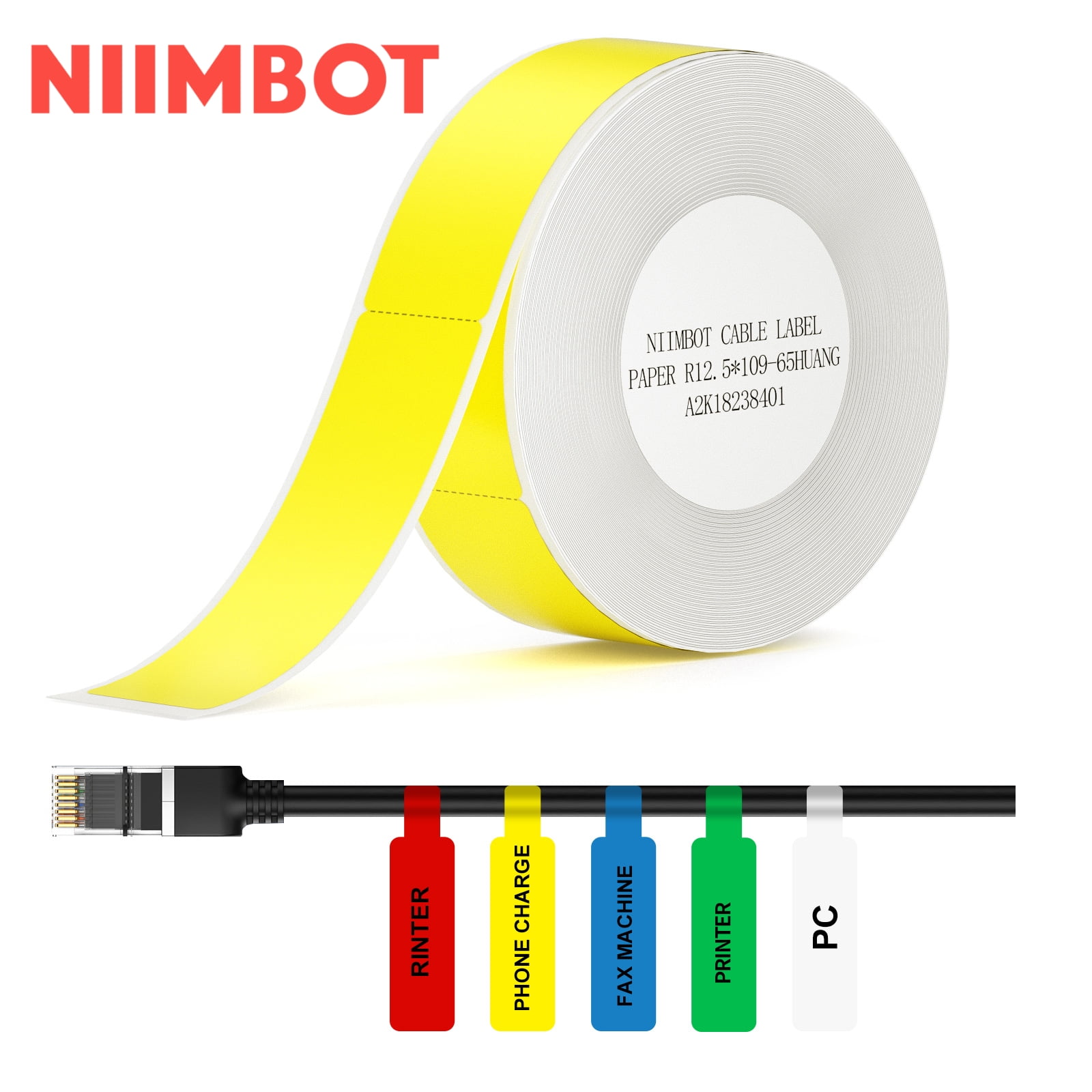 NIIMBOT Cable Label Maker Tape (0.49" x 4.29") Printer Sticker Paper ...