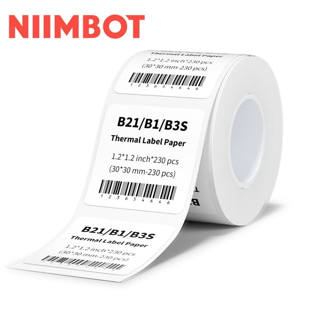 NIIMBOT Label Maker Tape Sticker Labels Print Paper Replacement for B21/B1/B3S White-1.18"x 1.18 ...