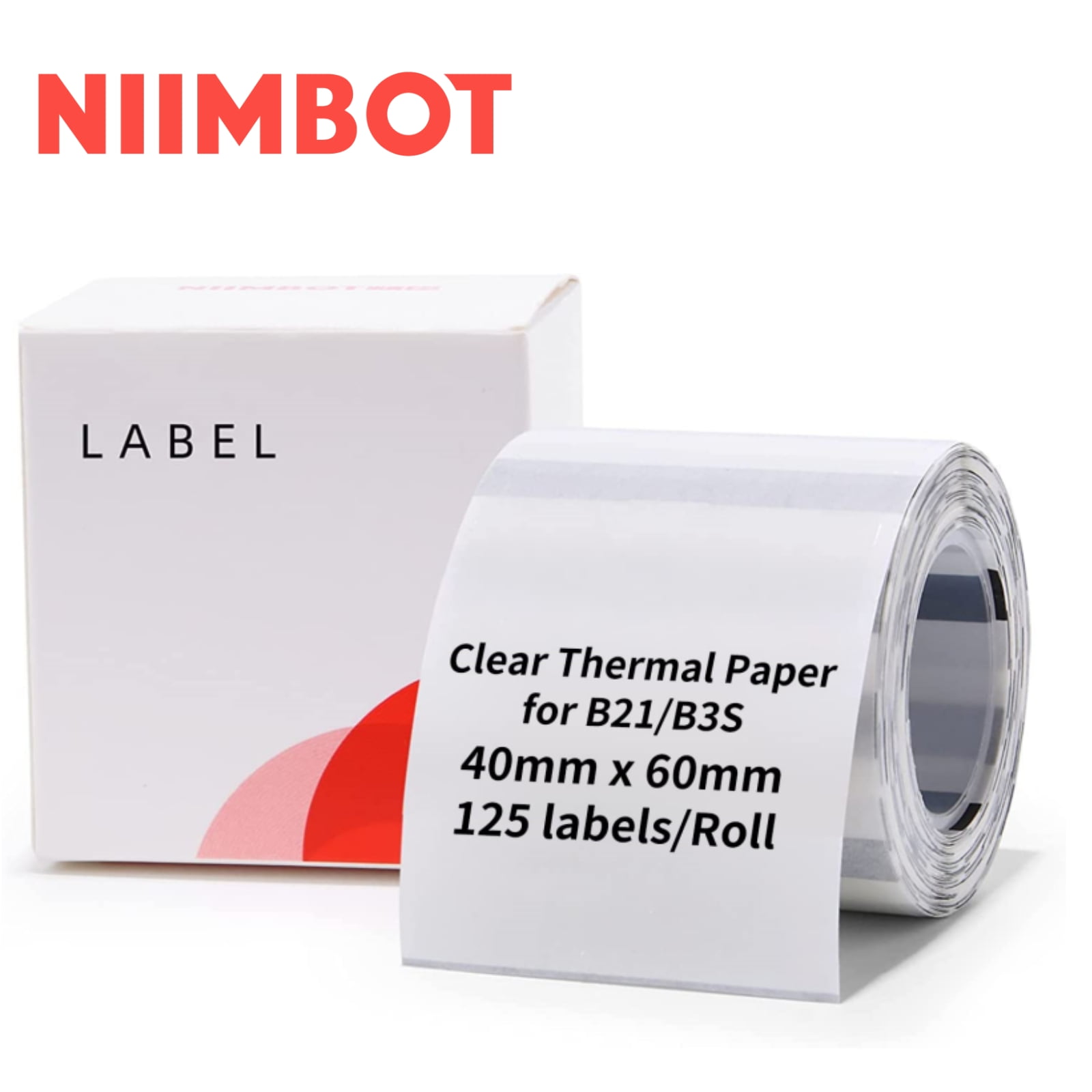 NIIMBOT Round Thermal Printer Labels 1.57"x 2.36" Clear, 125 Labels ...
