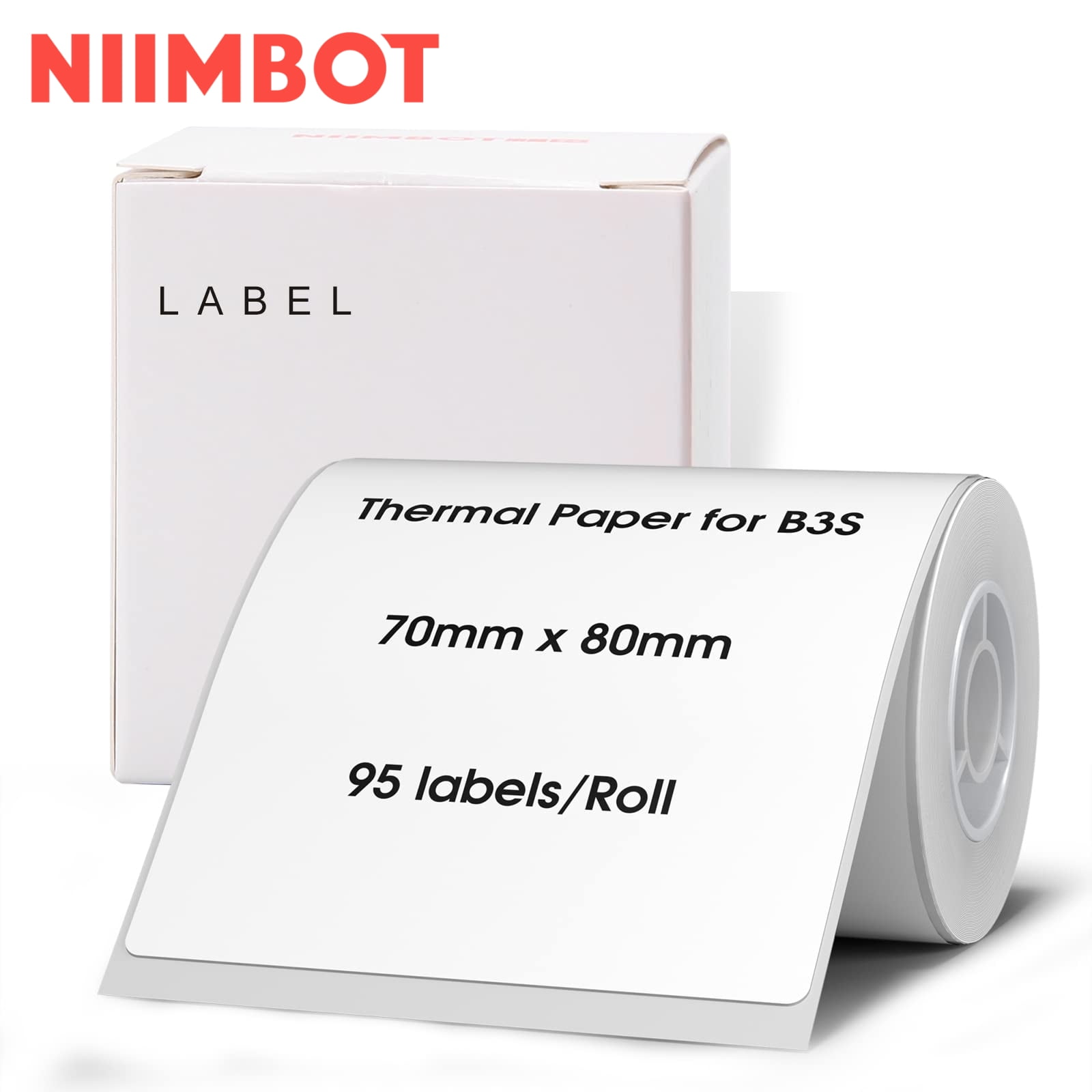 NIIMBOT Labels for B3S Label Printer,2.76"x3.15"(70x80mm)Thermal Sticker Label, 1 Roll of 95 ...