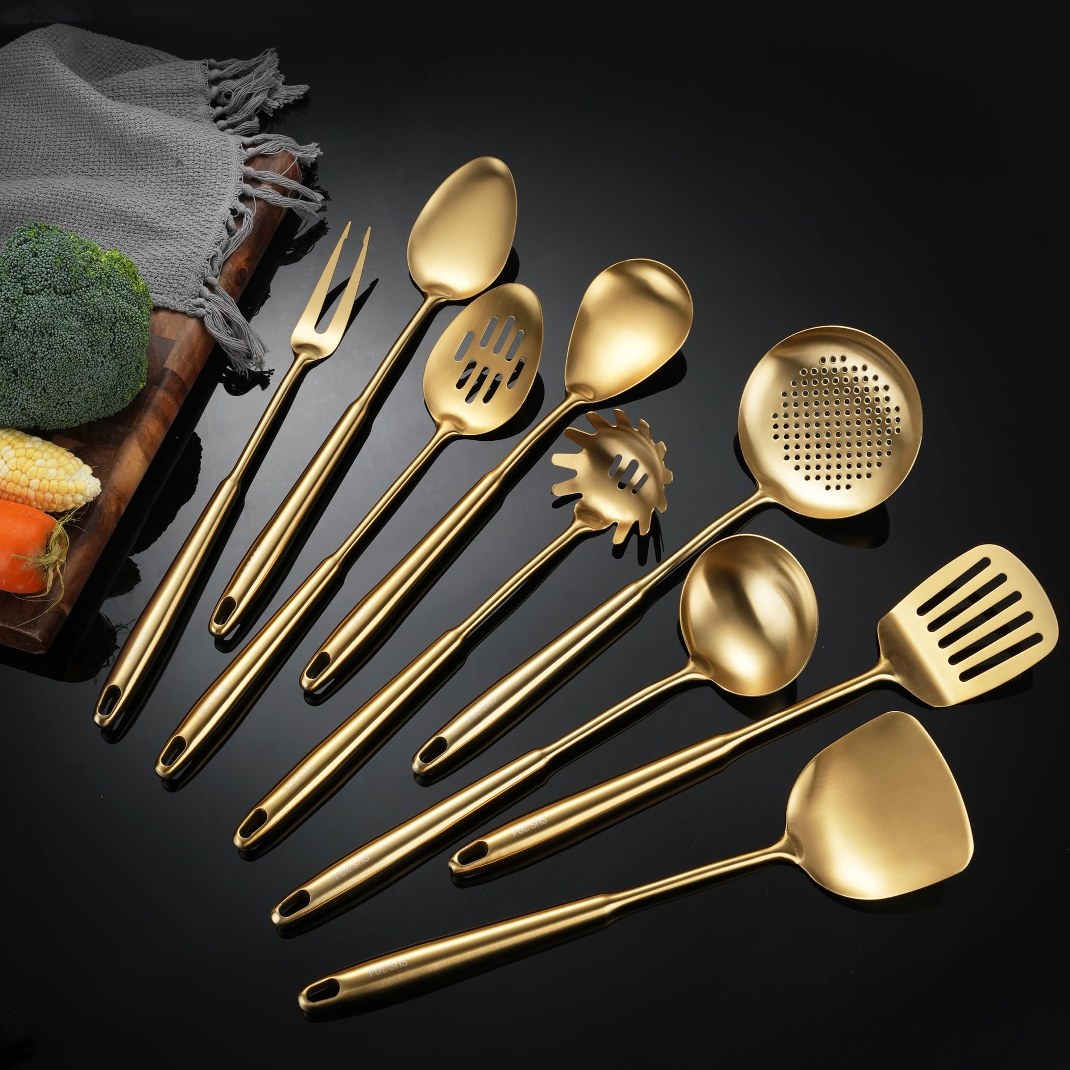 NIITAWH 18/10 Stainless Steel Kitchen Utensils Set, 9 Cooking Utensils ...