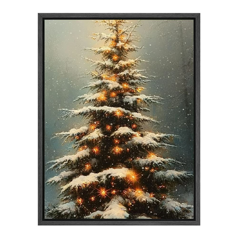 NIJIANKEHAN Framed Vintage Christmas Tree Canvas Wall Art, Christmas ...
