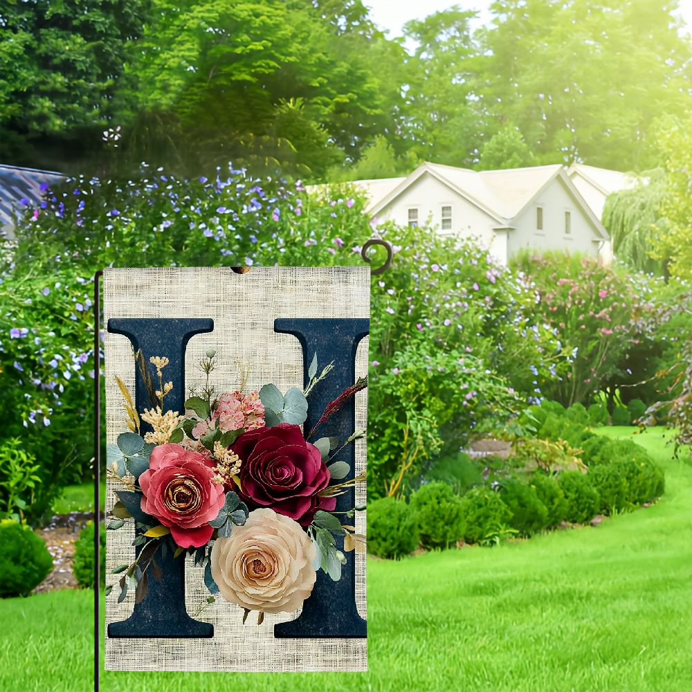 NIJIANKEHAN Monogram Letter H Garden Flags, Summer Garden Flag 12x18 ...