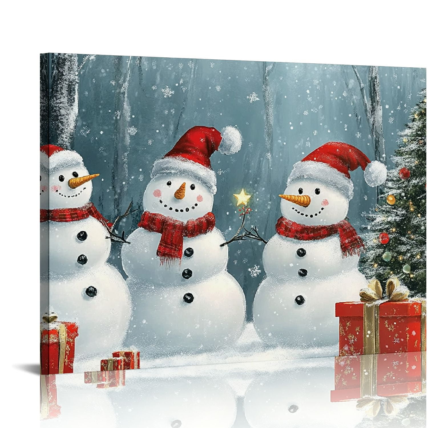 NIJIANKEHAN Snowman Wall Art Christmas Decor: Farmhouse Christmas ...