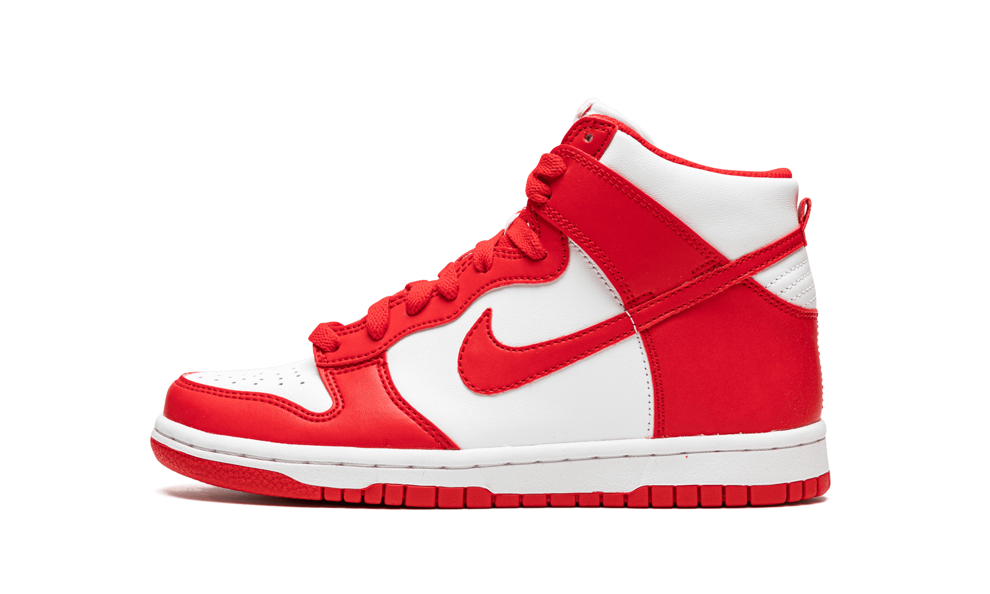 NIKE GRADE SCHOOL Dunk High GS "White / University Red" DB2179 106 ...