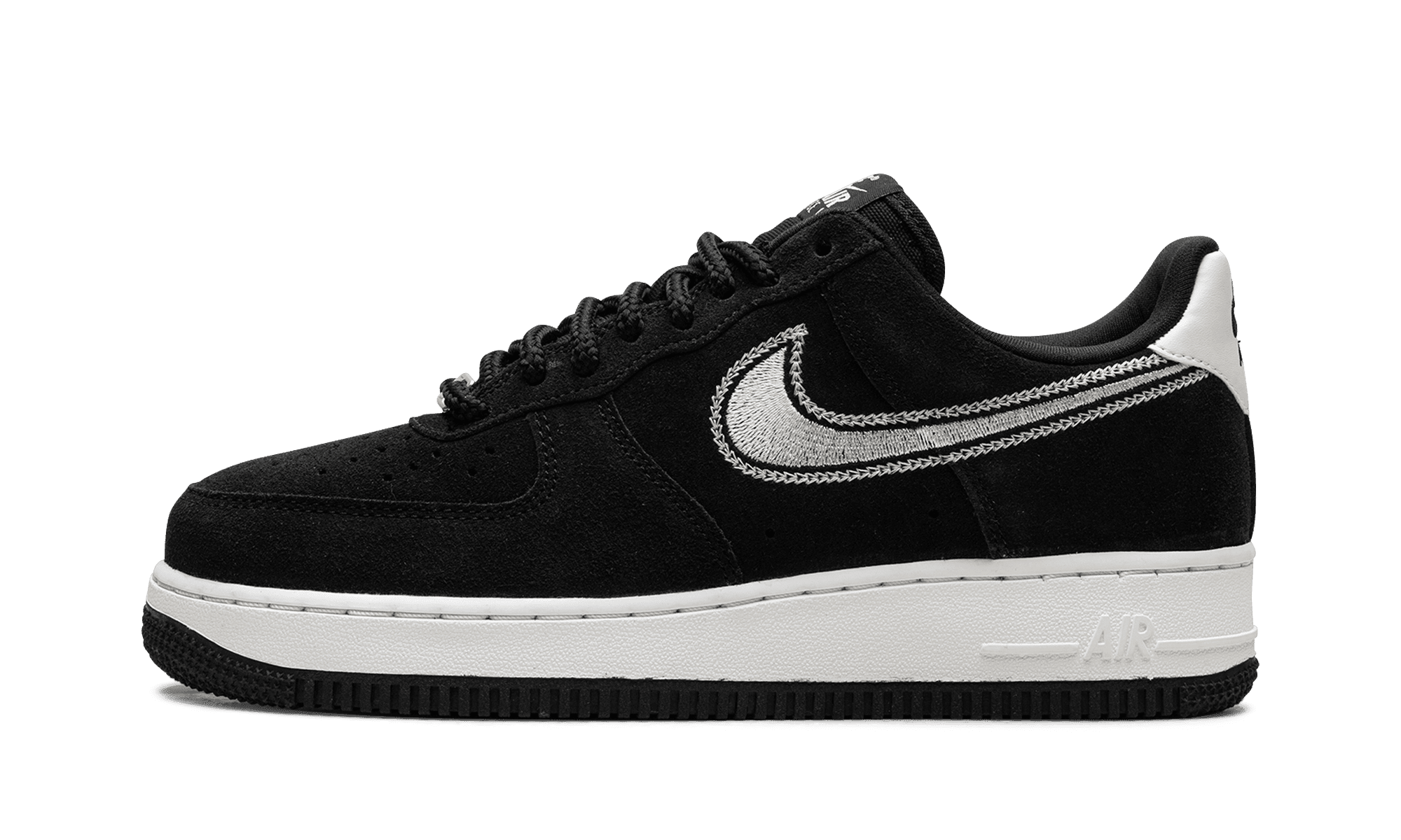 NIKE MENS Air Force 1 Low '07 LV8 "Black Sail Embroidered Swoosh ...