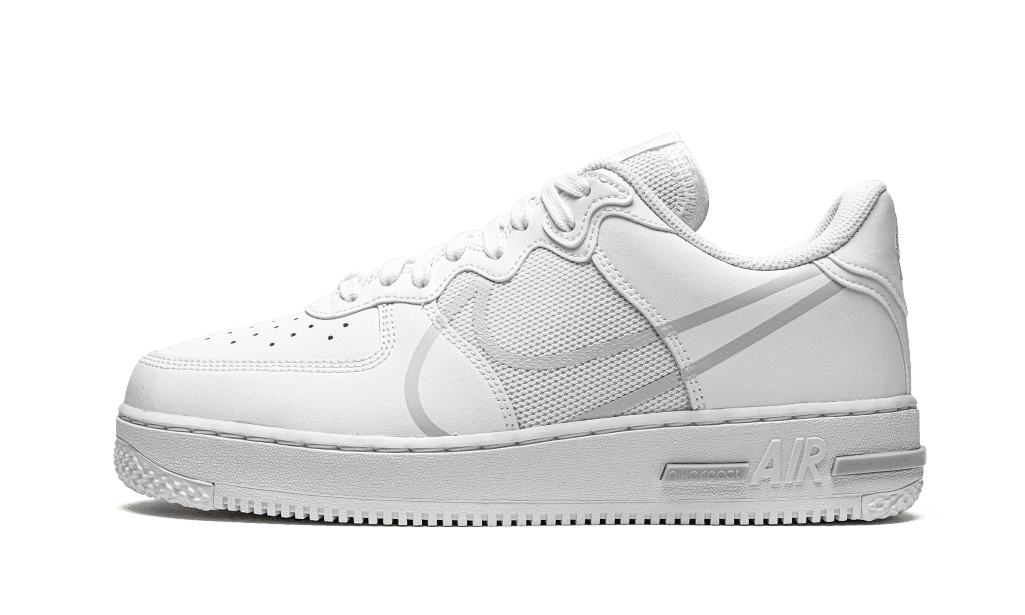 NIKE MENS Air Force 1 Low React "White" CT1020 101 from Stadium Goods ...
