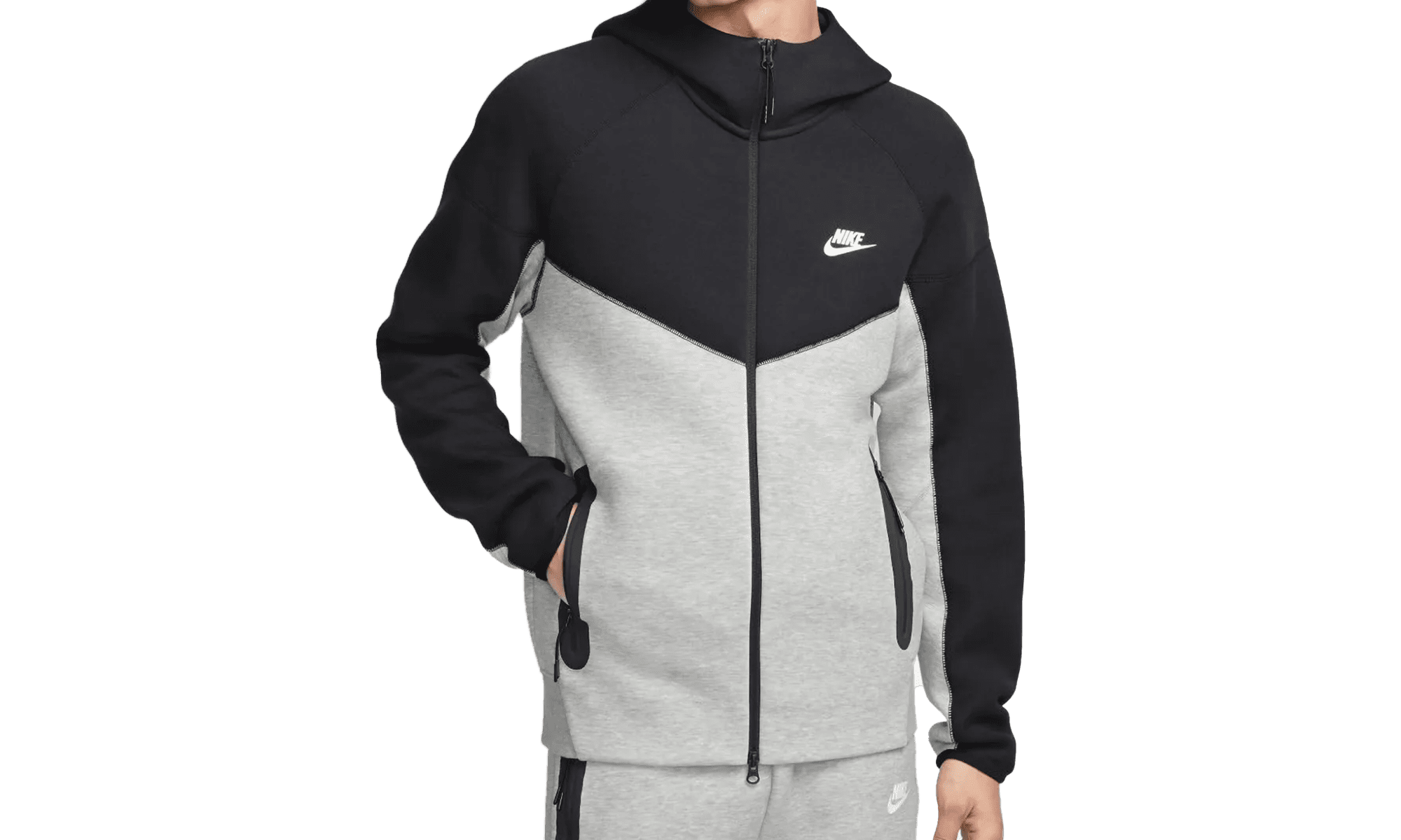 NIKE MENS Tech Fleece Windrunner Full-Zip Hoodie "Heather Grey" FB7921 ...