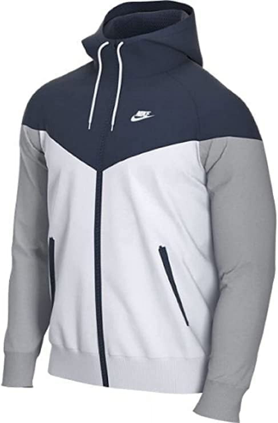 Nike Mens Windrunner Jacket Hooded Windbreaker (Navy/White, Small ...