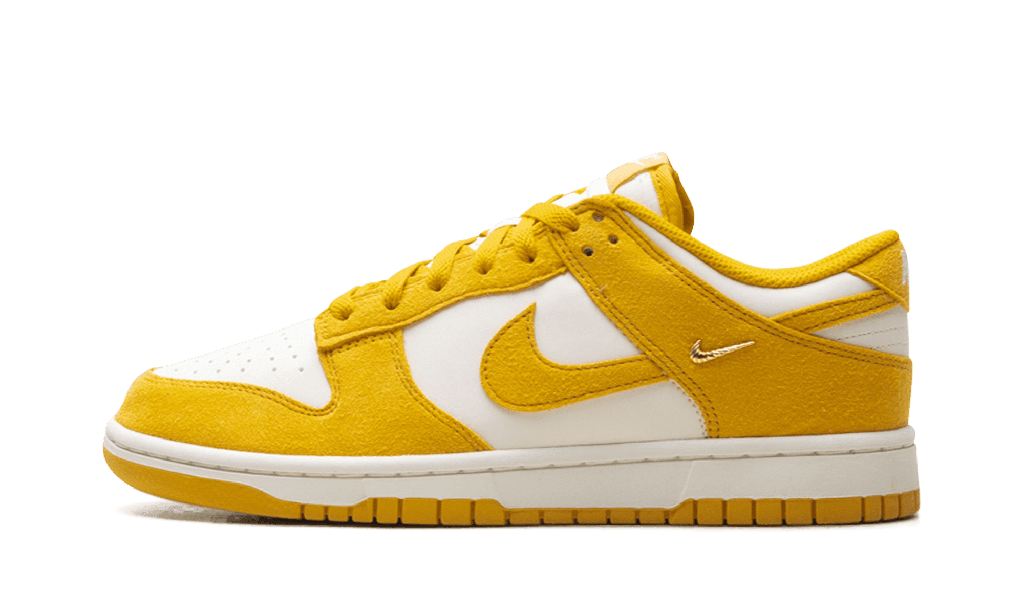 NIKE WOMENS Dunk Low Womens "Dark Sulfur Gold Mini Swoosh" IB4417 101 ...