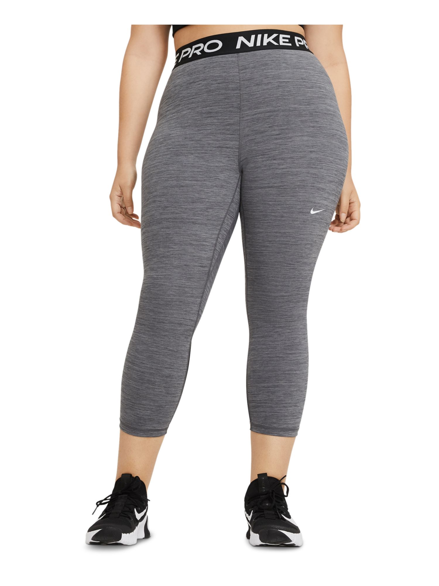 NIKE Womens Gray Moisture Wicking Sheer Elastic Waistband Mid-rise Logo ...