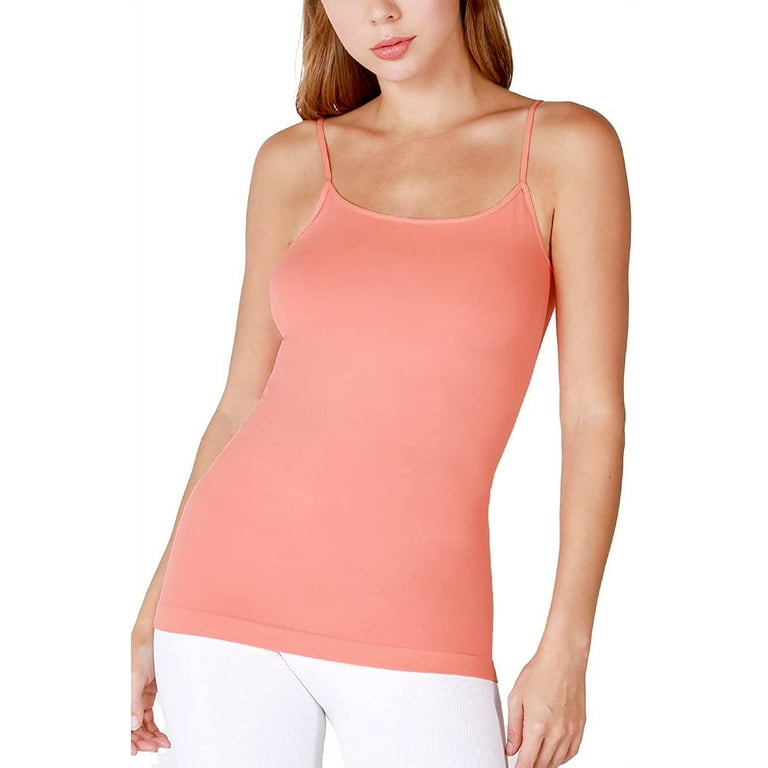 NIKIBIKI Premium Classic Camisole Ai Stretchy Colored Spandex Fitted Seamless Basic Tank Top One Size Sunkist Coral Walmart
