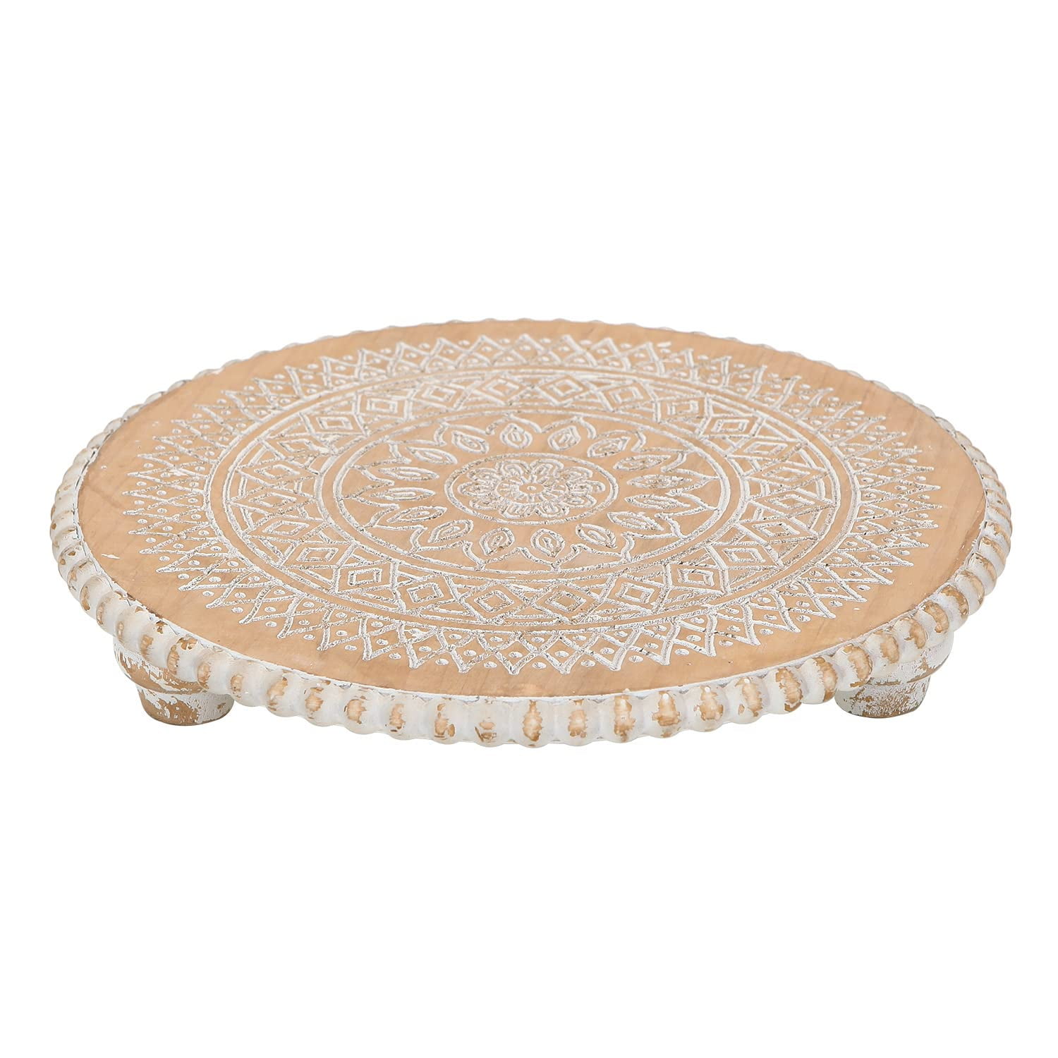 NIKKY HOME Beaded Risers Display Stands, Farmhouse Rustic Wood Pedestal ...