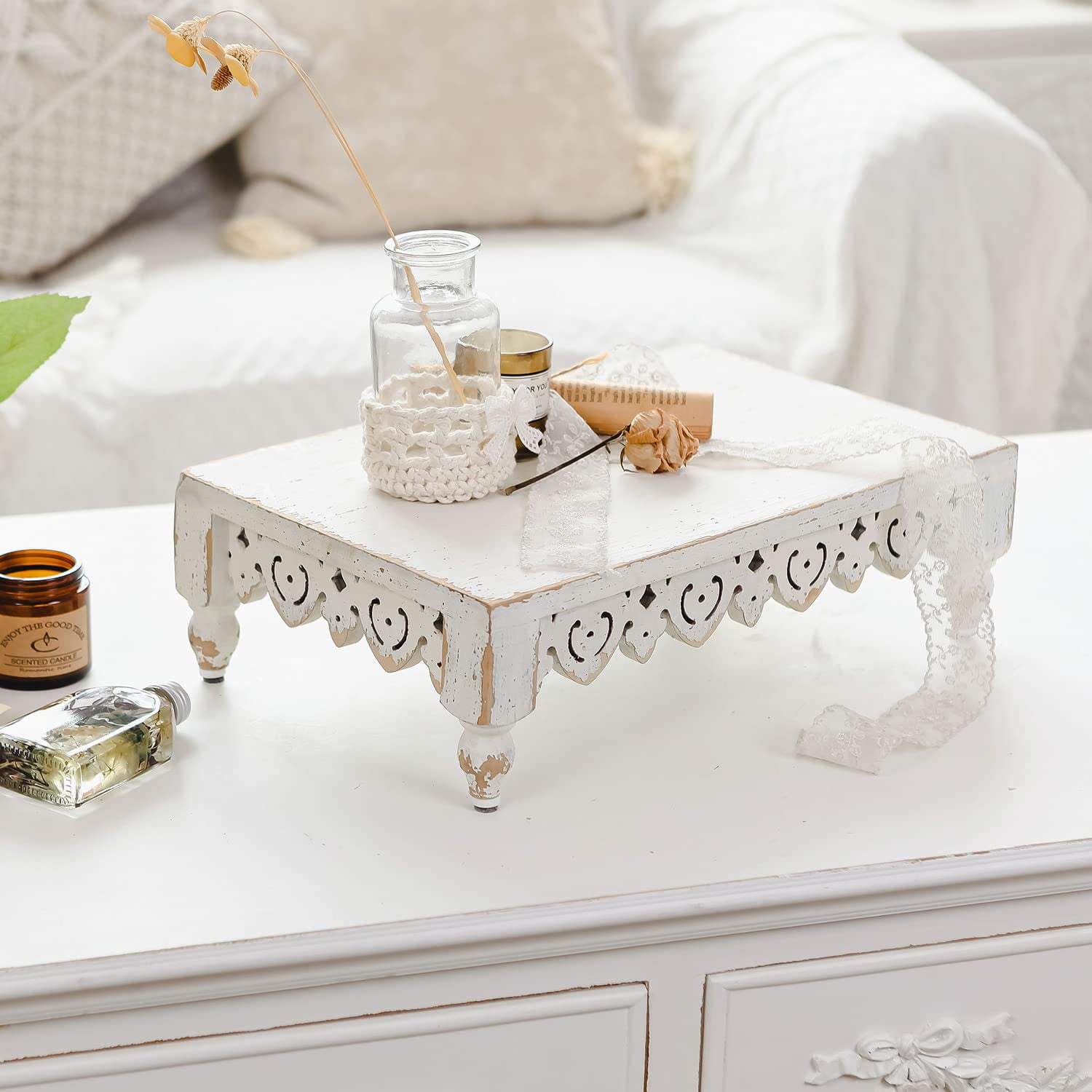 NIKKY HOME Wood Display Riser for Kitchen Counter, Farmhouse Rustic ...