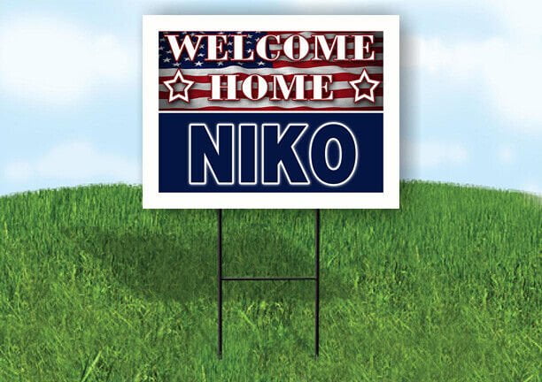 NIKO WELCOME HOME FLAG 18 in x 24 in Yard Sign Road Sign with Stand ...