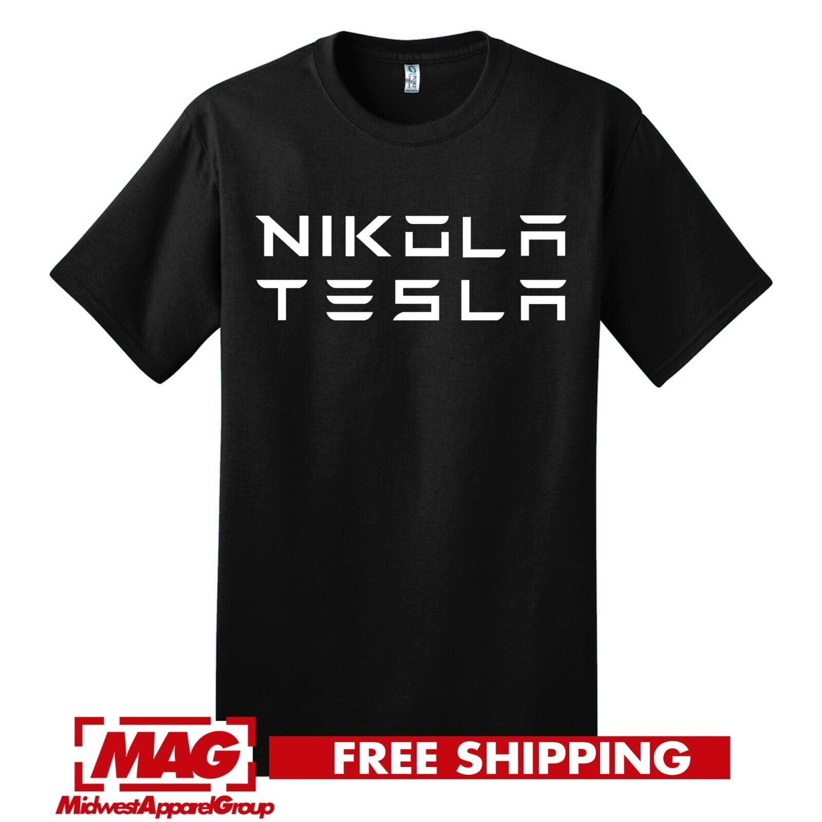NIKOLA TESLA BLACK T-SHIRT Electric Inventor AC Shirt Tee Electrical ...
