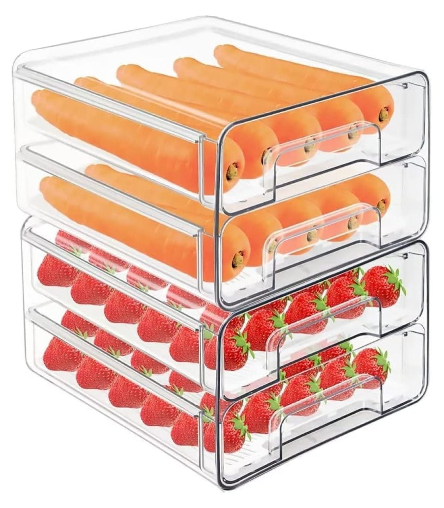 NIKOZQ 2pack Stackable Fridge Drawers Pull Out Bins for Refrigerator ...