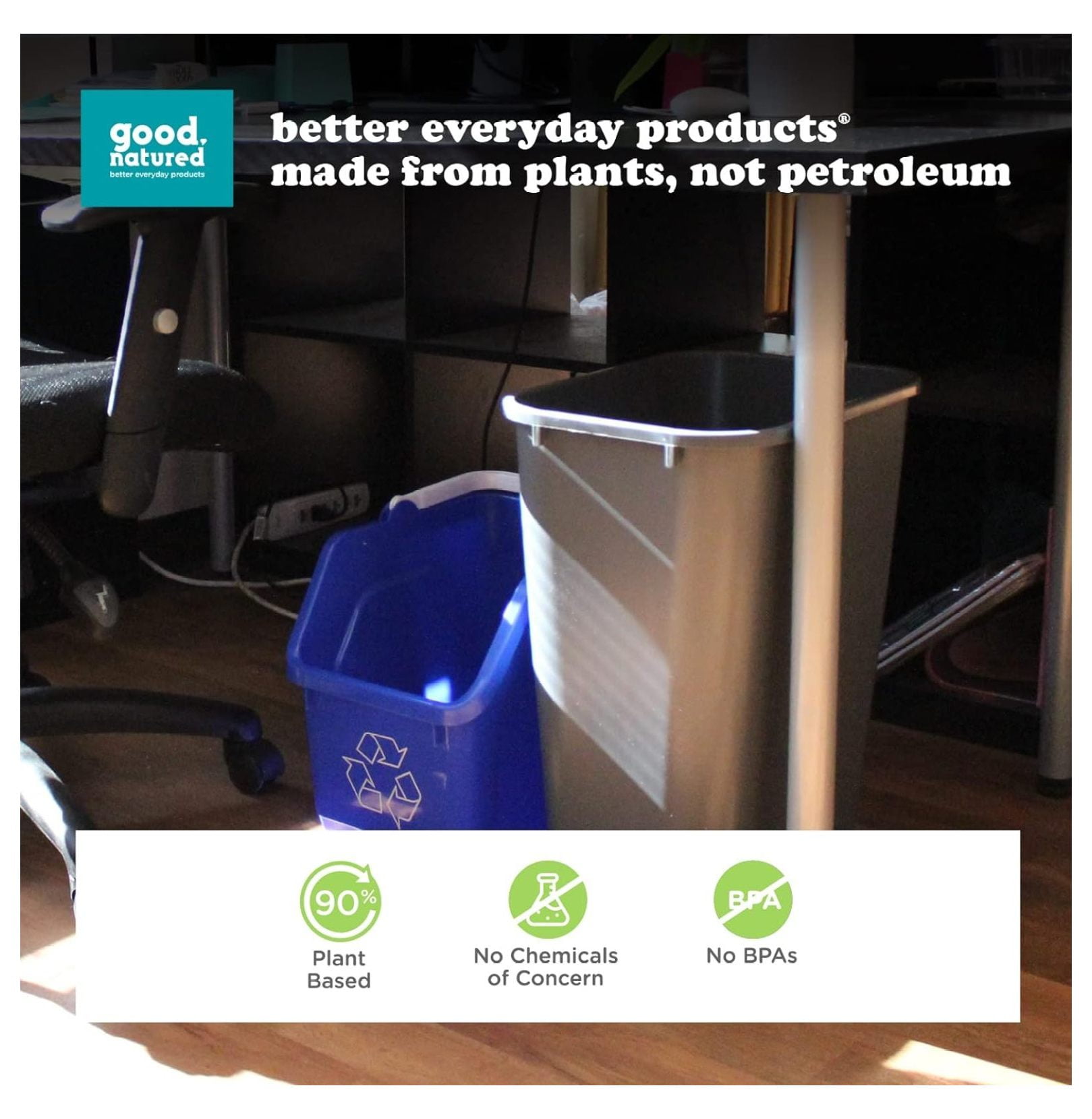 NIKOZQ Plant Based Tall Recycler - 10.25 Gallon Recycle Bin for Kitchen ...