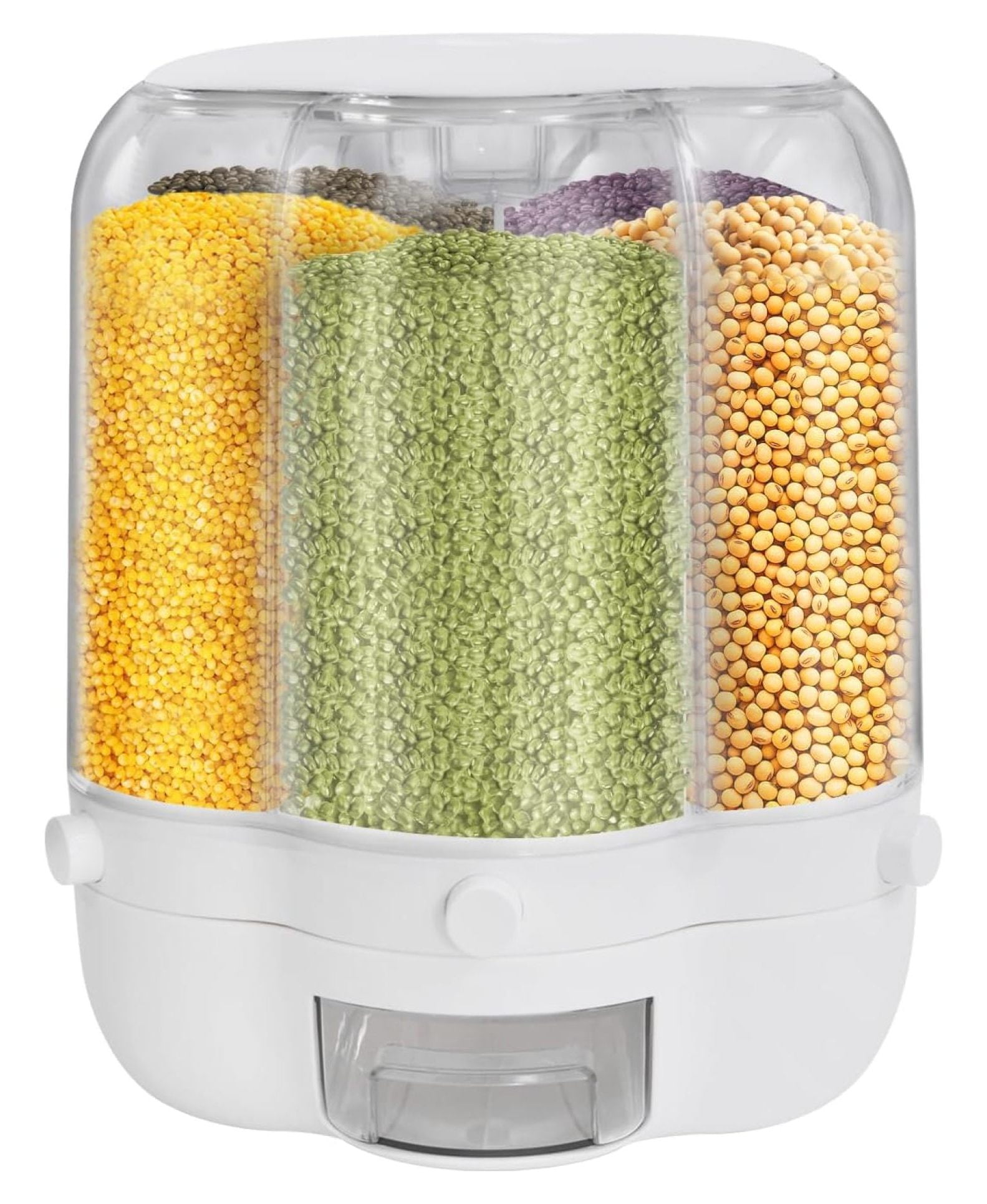 NIKOZQ Rotating Dry Storage 6 Grid Cereal Storage Container Dispenser ...