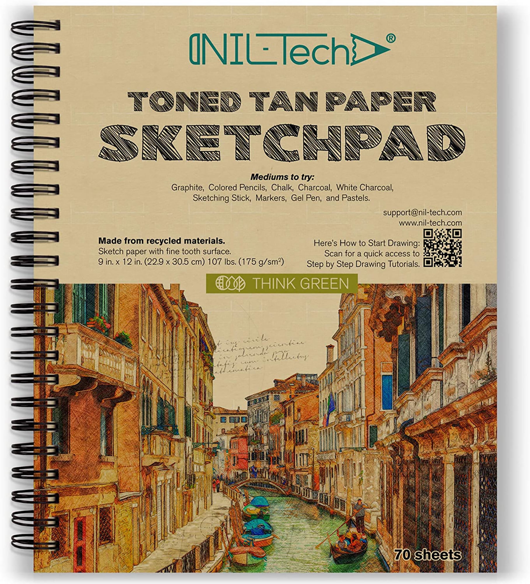 NIL - Tech70 Sheets Premium Toned Tan Sketchbook - 9x12 inches (107 lb ...