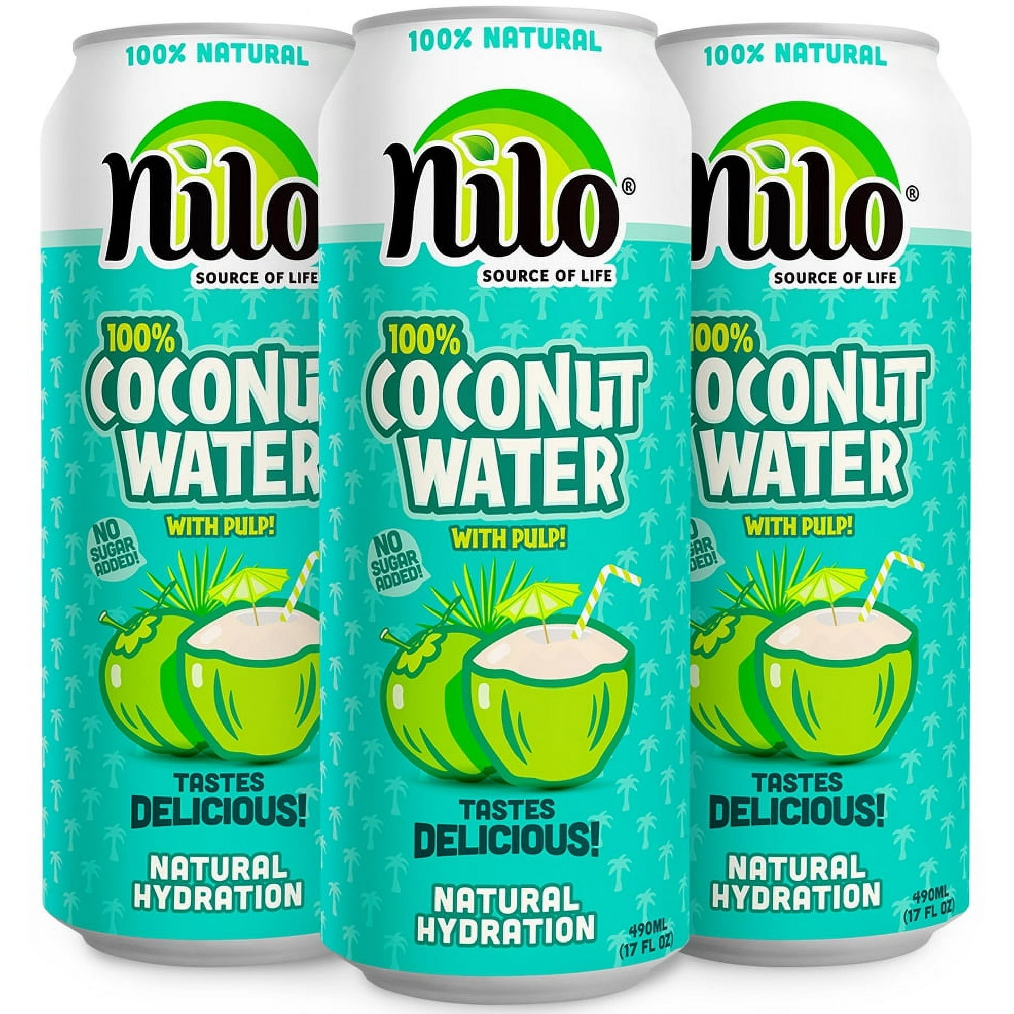 NILO 100% Pure Coconut Water with Pulp, Hydrating Drink, 16.57 fl oz pack of 6 - Walmart.com