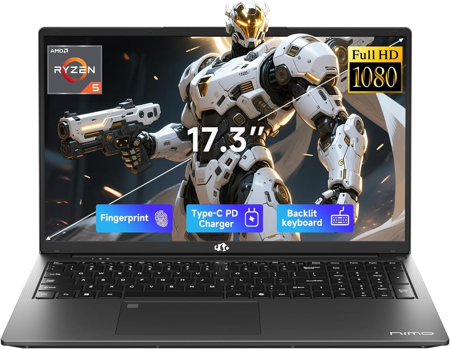 NIMO 17.3" IPS FHD-Gaming-Laptop,AMD Ryzen 5 6600H 16GB DDR5 RAM 1TB ...