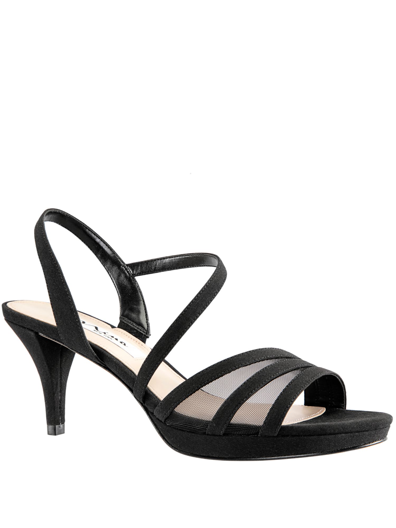 NINA Womens Black Padded Mesh 1/2" Platform Glitter Strappy Nazima ...