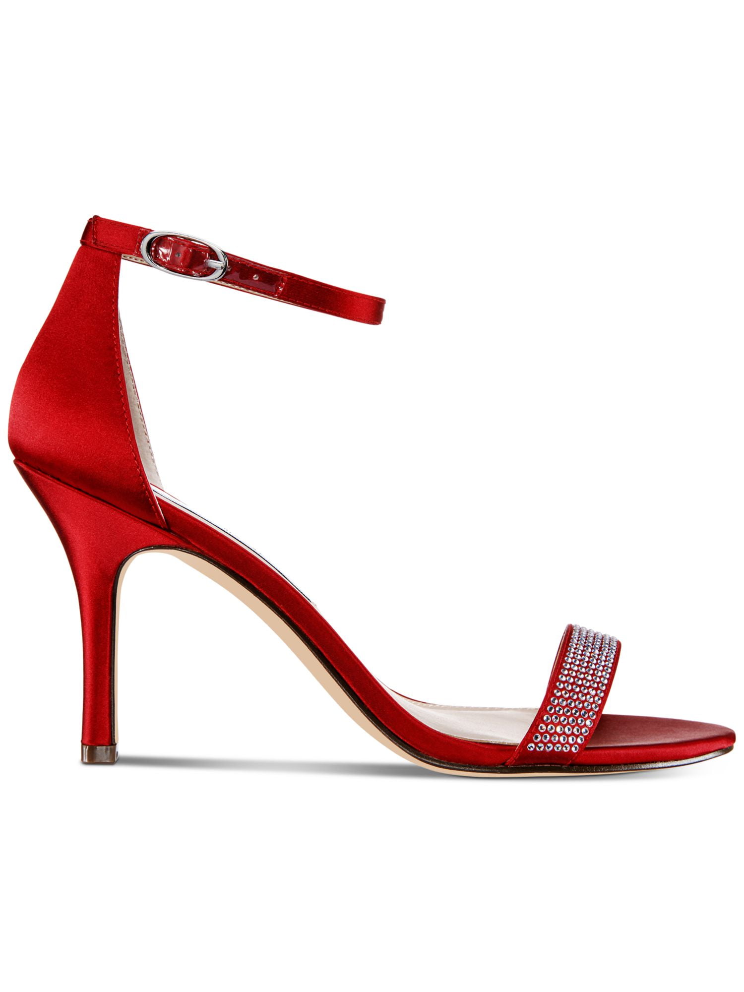 NINA Womens Red Rhinestone Padded Adjustable Ankle Strap Veniza Open ...