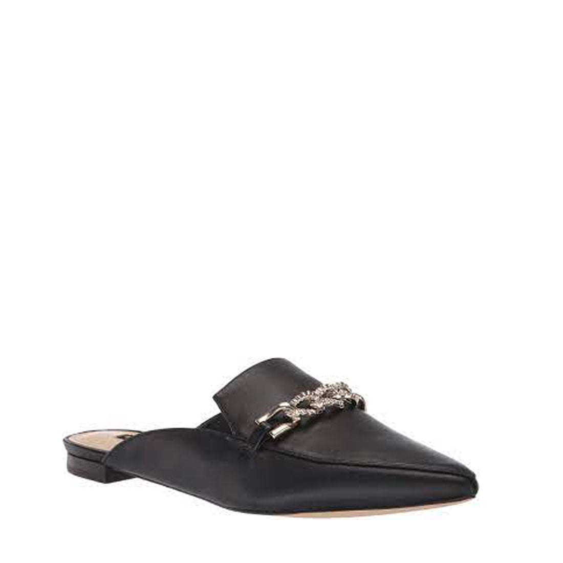 NINE WEST Women's Azur Black Pointed Toe Mules Shoes with Chain ...