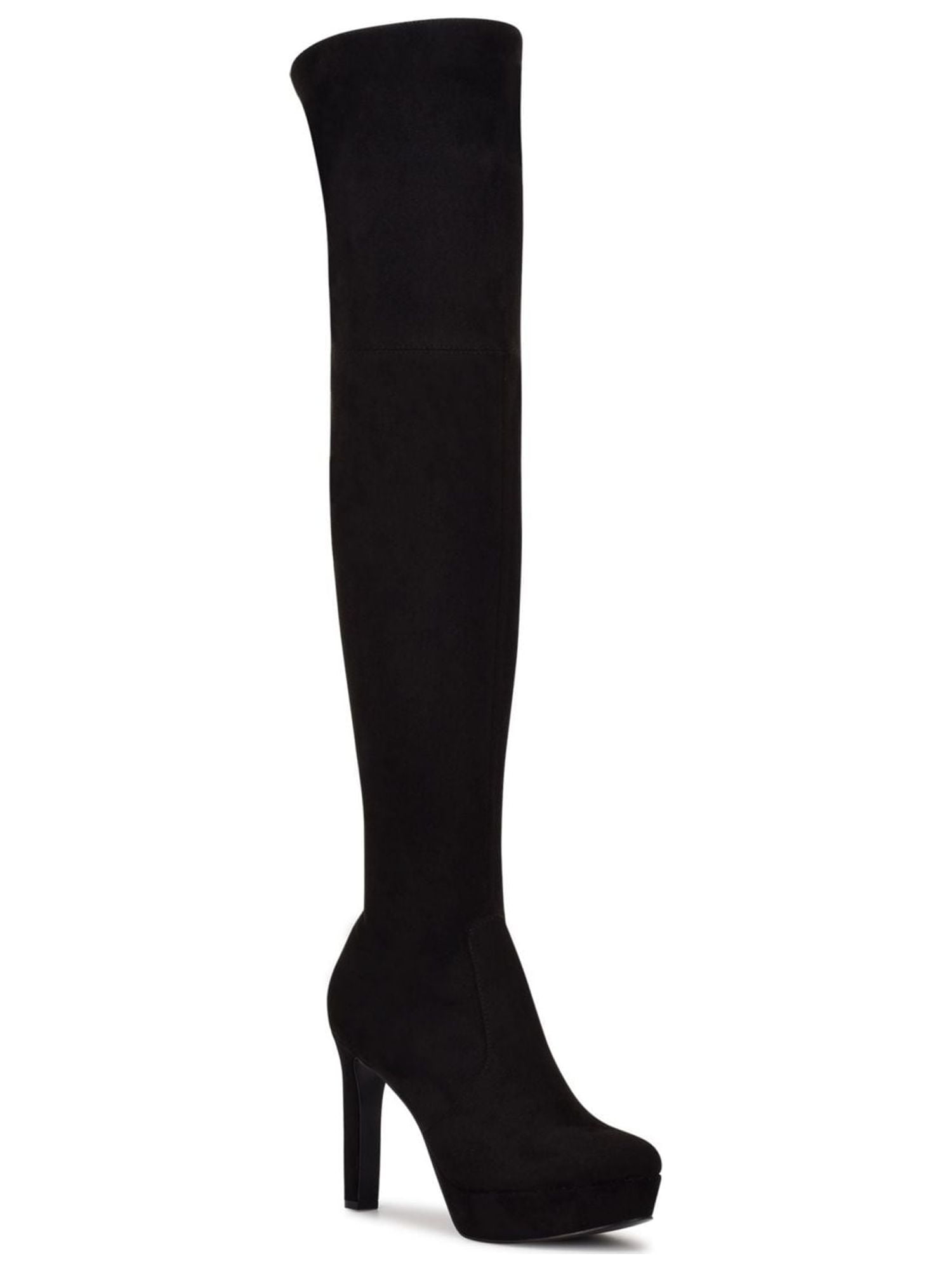 NINE WEST Womens Black 1" Platform Goring Padded Gotcha Round Toe Stiletto Zip-Up Heeled Boots 7 ...