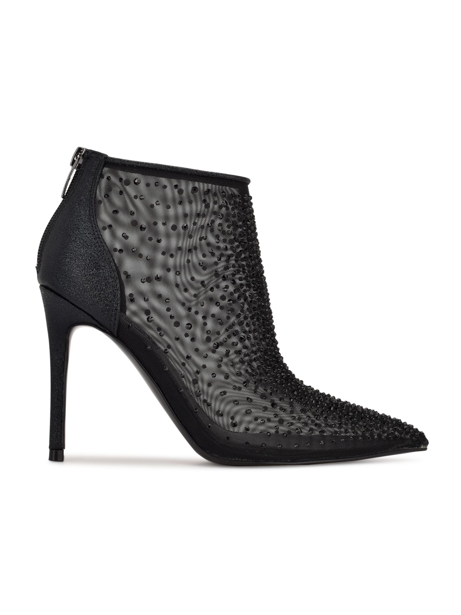 NINE WEST Womens Black Embellished Fornow Pointy Toe Stiletto Zip-Up ...