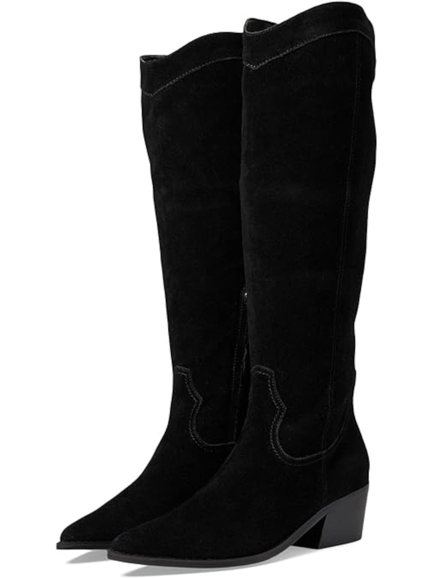 NINE WEST Womens Black Orece Pointed Toe Block Heel Zip-Up Leather ...