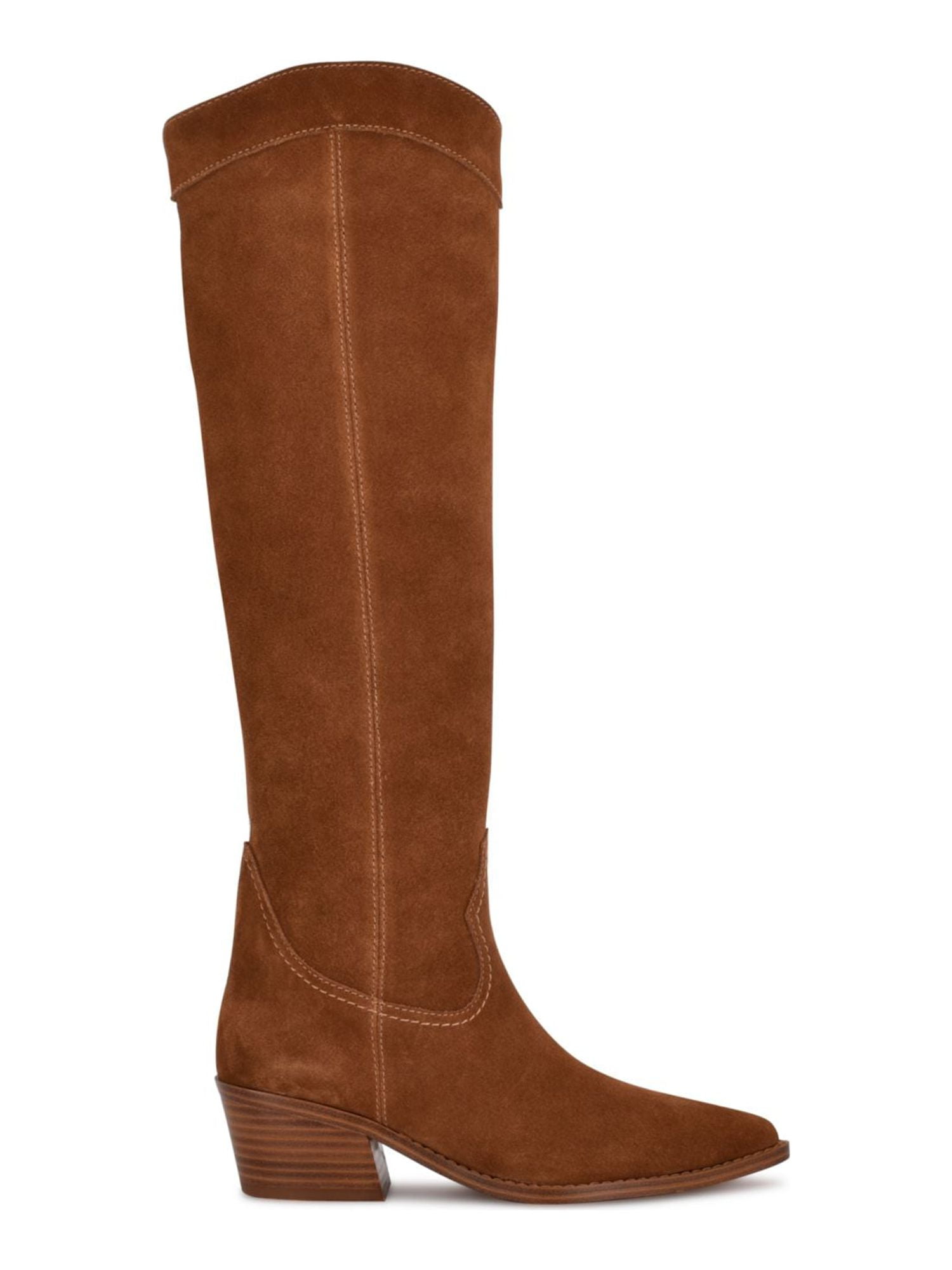NINE WEST Womens Brown Orece Pointed Toe Block Heel Zip-Up Leather ...