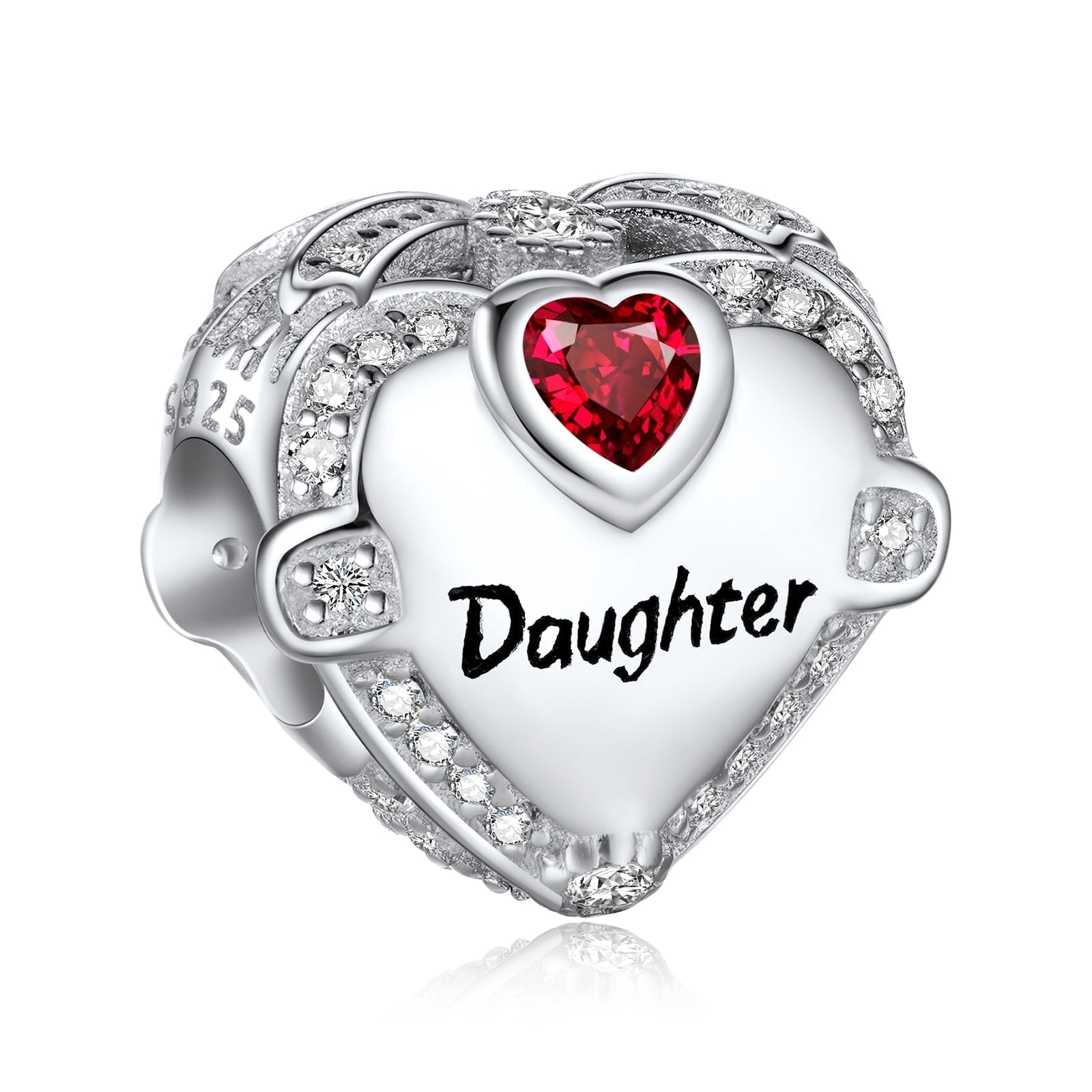 Erizteya Heart Shaped Clear Created/Synthetic Charm, 925 Sterling ...