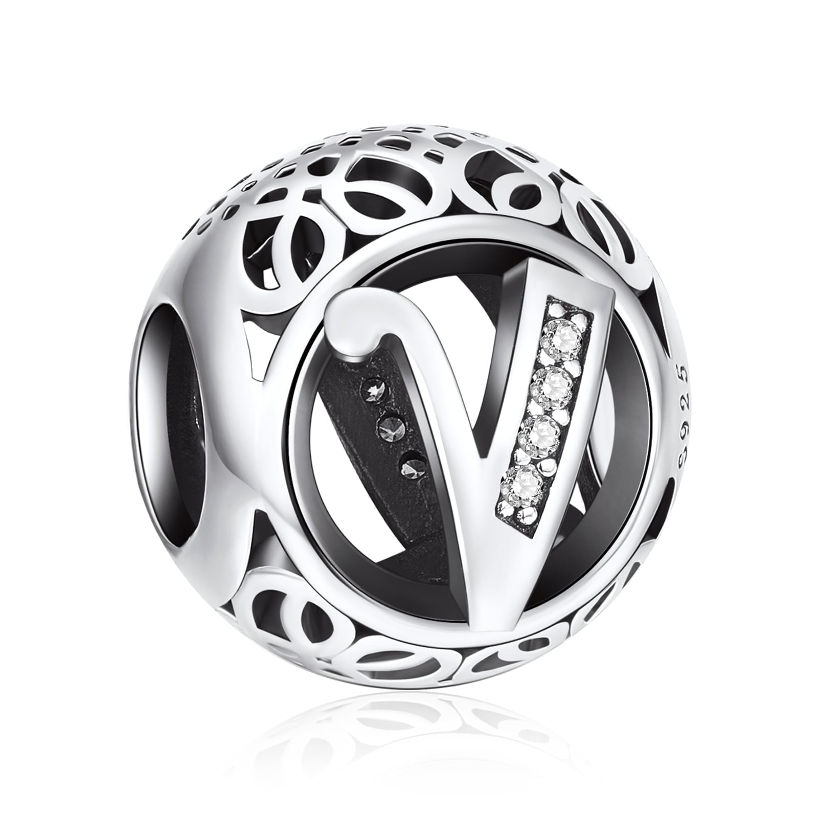 Erizteya V Letter Alphabet Charm, Sterling Silver, 1 Count - Walmart.com