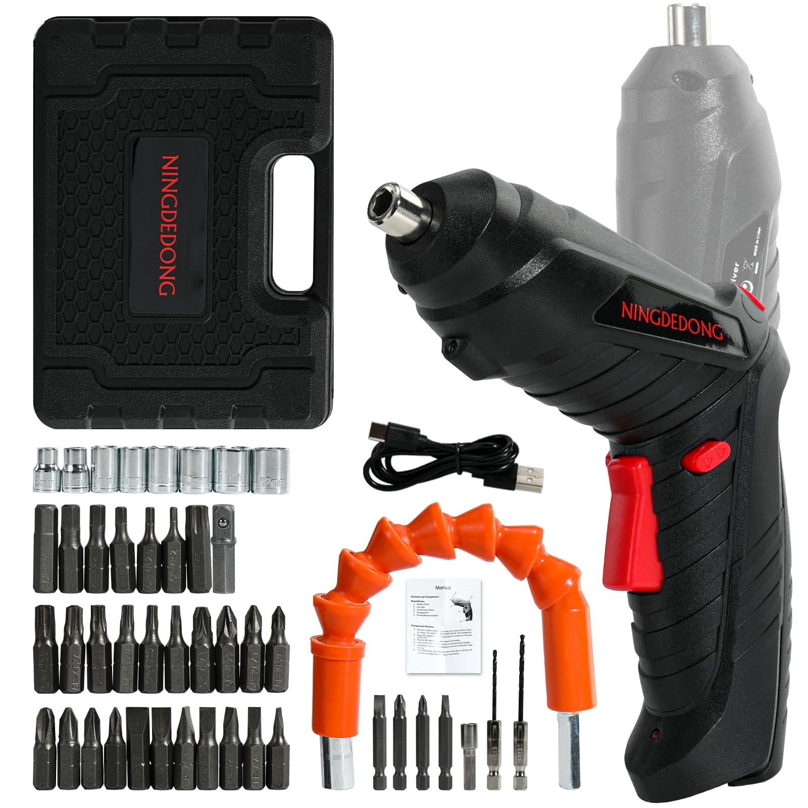 NINGDEDONG Electric Cordless Screwdriver Set, power-screw-guns，Rechargeable Cordless Power Tool ...