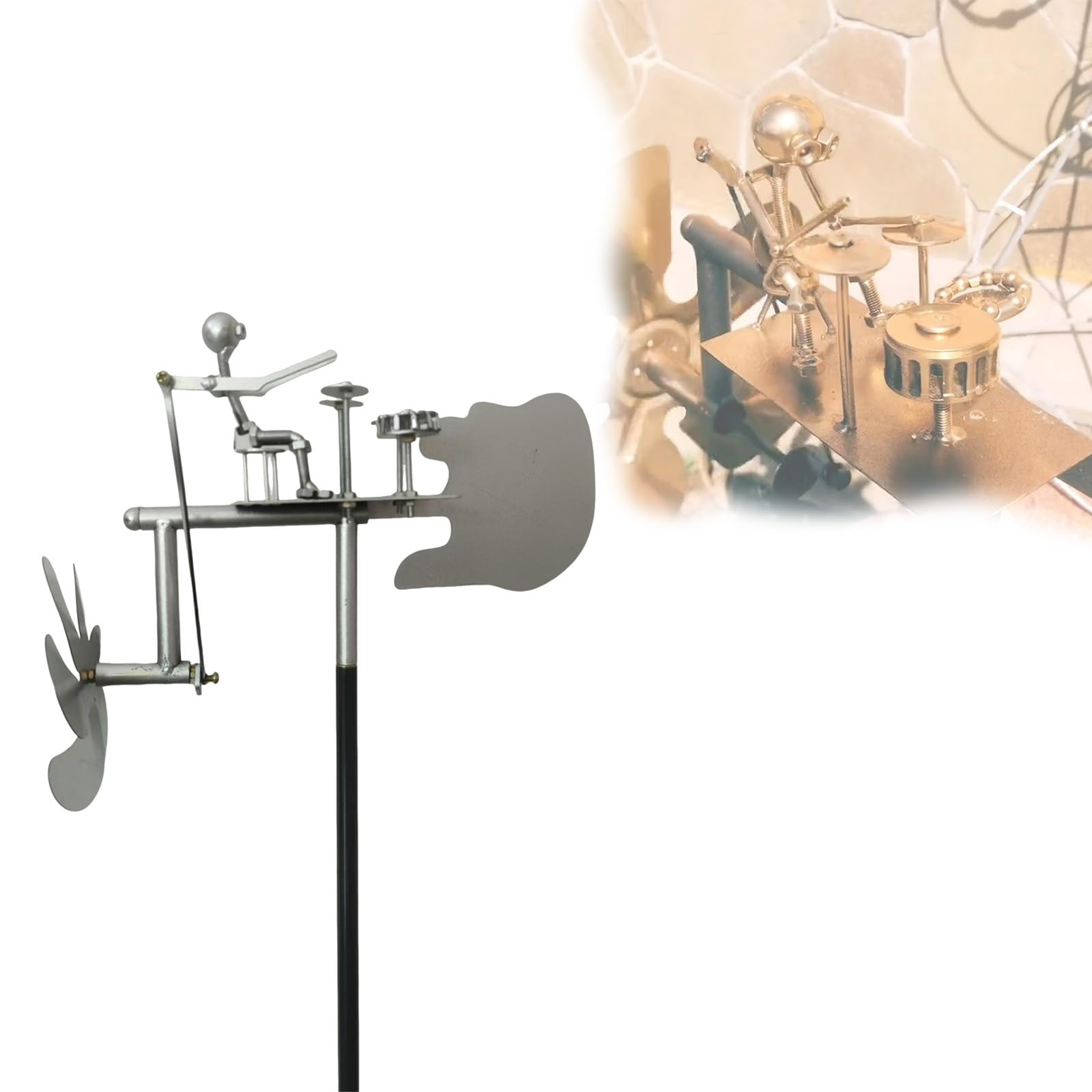 NINSEN Handmade Metal Drummer Windmill,Drummer Windmill Garden ...