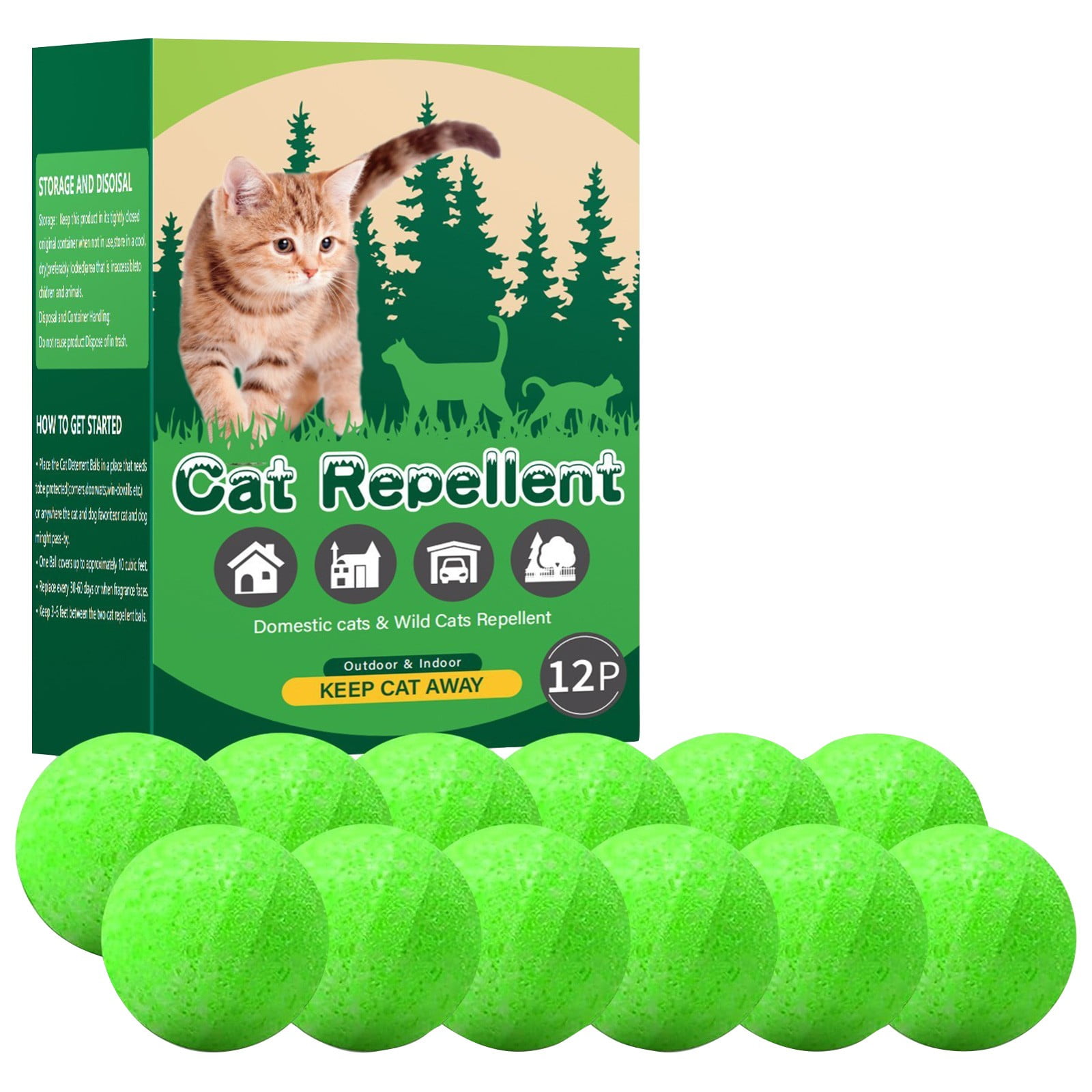 NINSEN Natural Cat and Dog Repellent Balls, 12PCS, Keeps Stray Cats ...