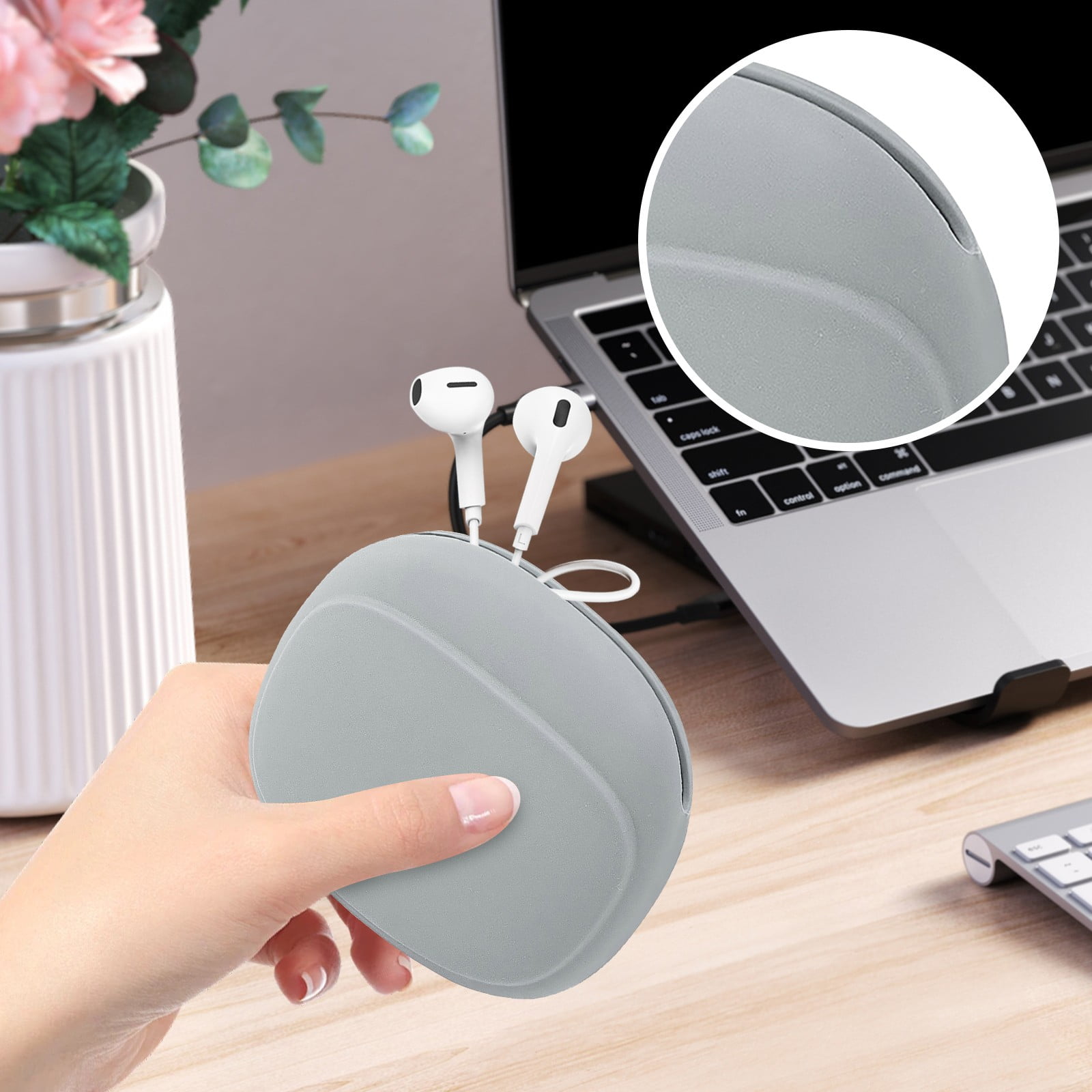NINSEN Silicone Headphone Organizer Upgraded Headphone Case Data Cable ...