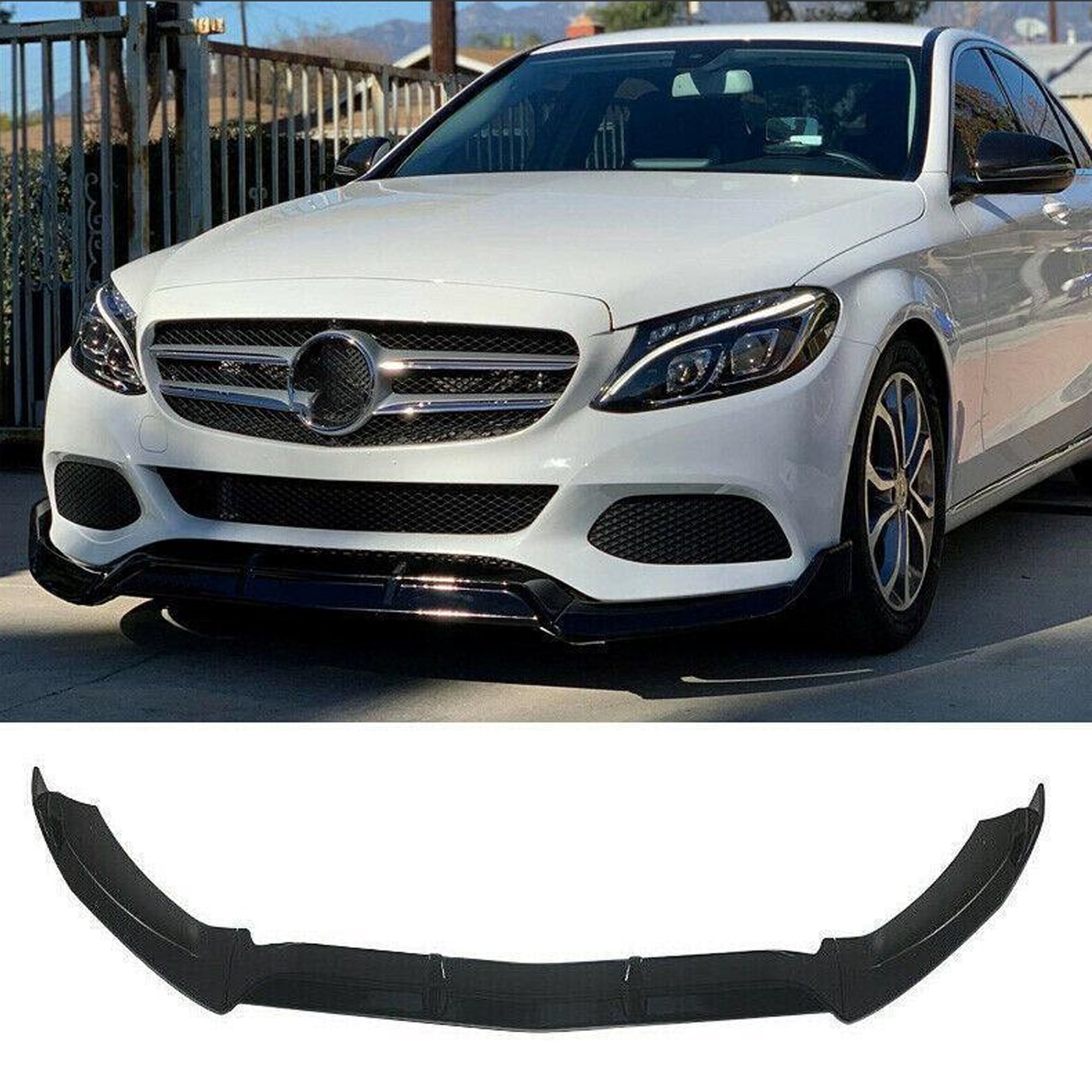 NINTE Front Bumper Lip for 15-18 Mercedes Benz W205 C-Class ABS Gloss ...