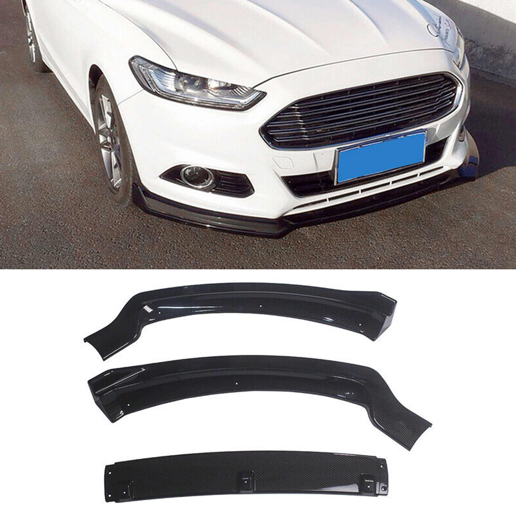 NINTE Front Bumper Lip for 2013-2016 Ford Fusion Mondeo Carbon Fiber ...