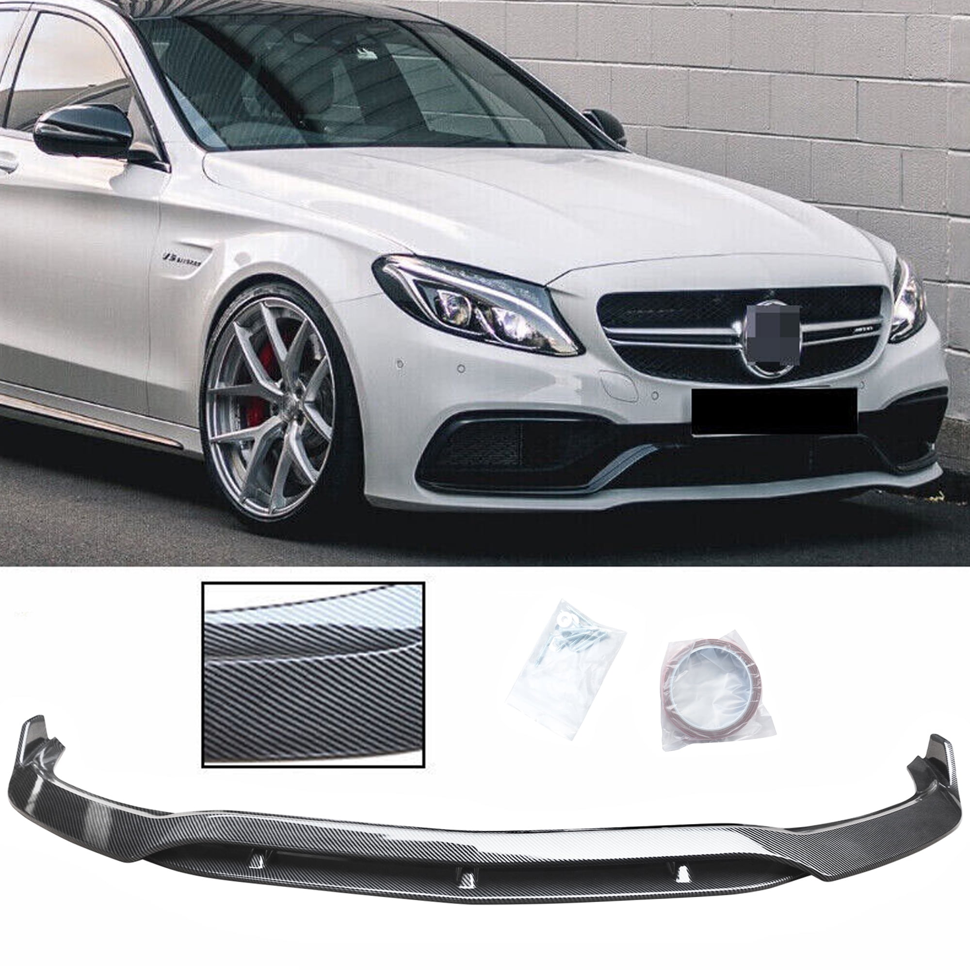 NINTE Front Bumper Lip for 2015-2021 Mercedes Benz W205 C63 C63S Carbon ...