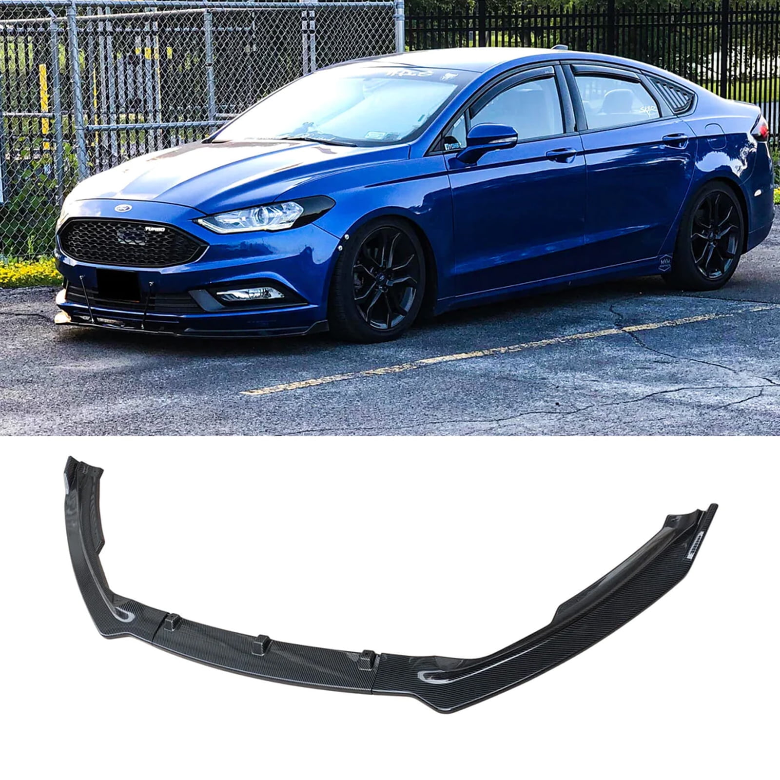 NINTE Front Bumper Lip for 2017 2018 Ford Fusion Carbon Fiber Look ...