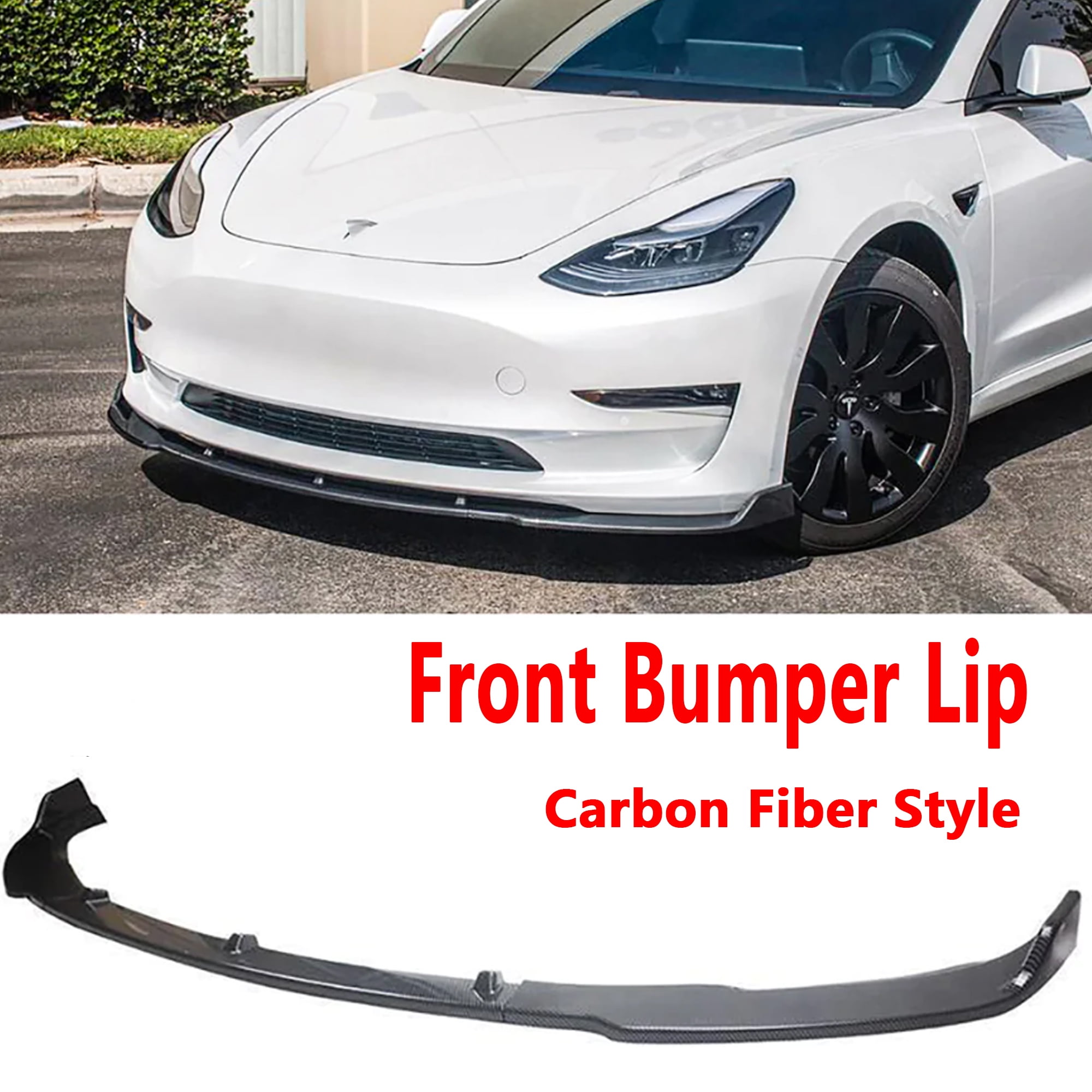 NINTE Front Bumper Lip for 2017-2022 Tesla Model 3 Sedan Carbon Fiber ...