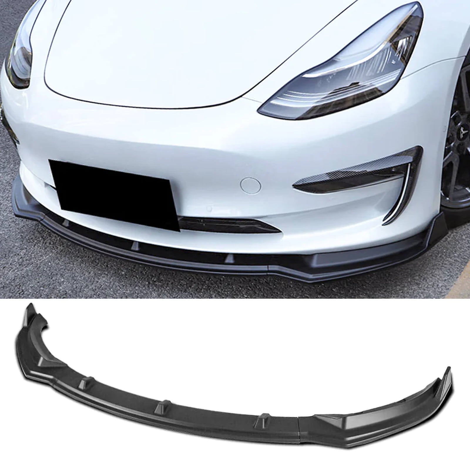 NINTE Front Bumper Lip for 2017-2023 Tesla Model 3 Sedan ABS 3 Pieces ...