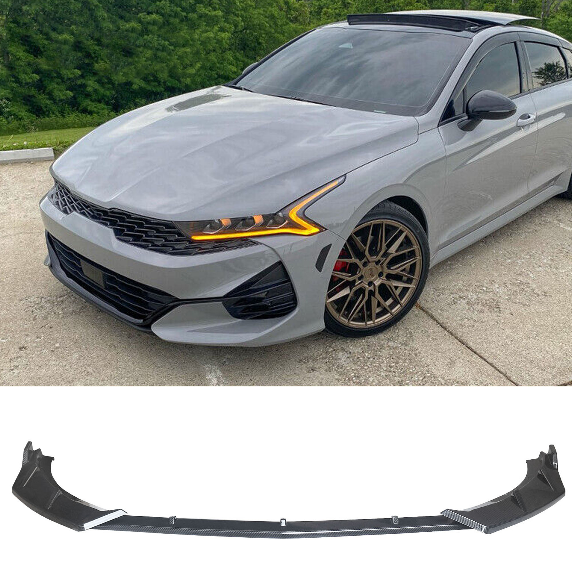 Ikon Motorsports 3pcs Front Bumper Lip Spoiler Air Dam Chin Added On