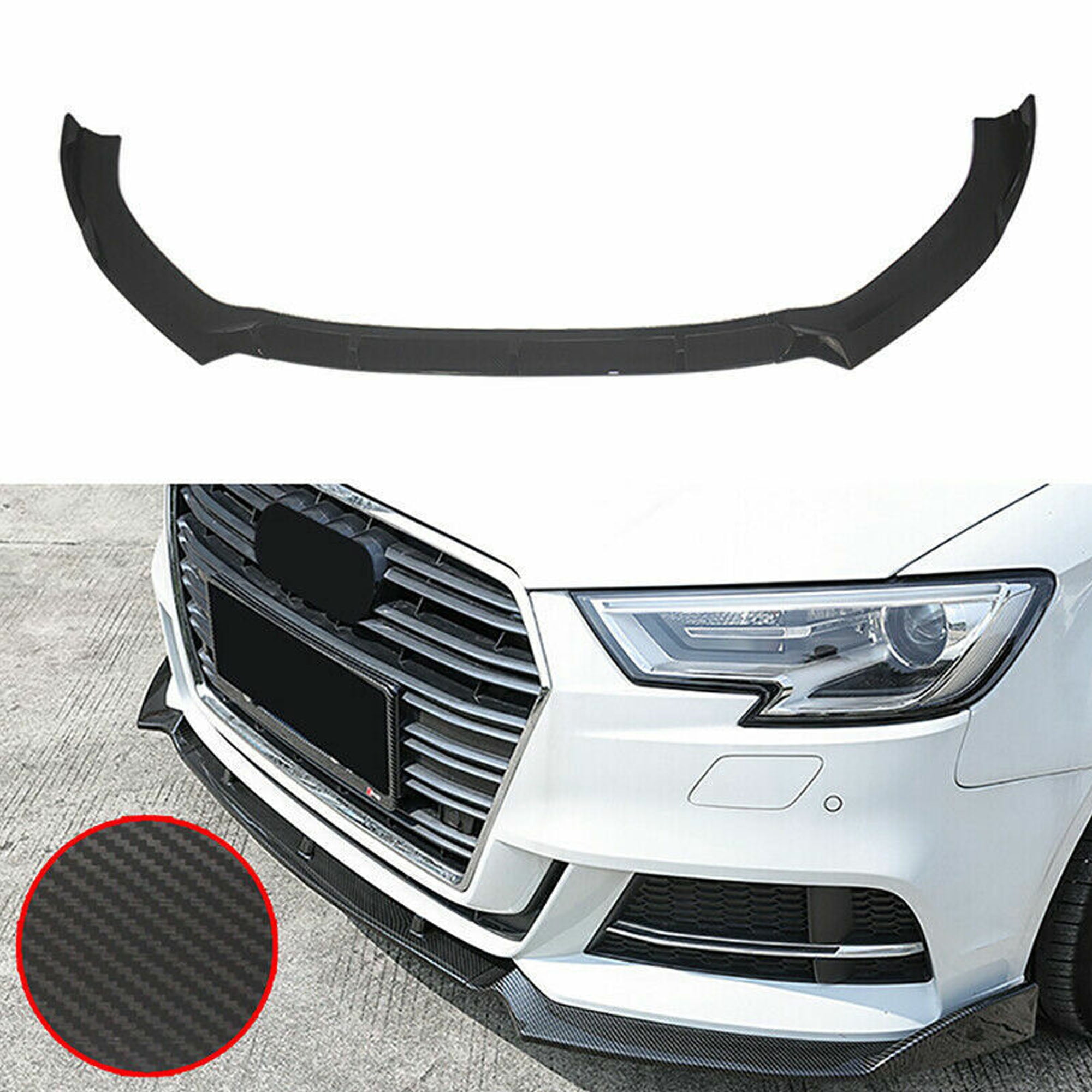 NINTE Front Bumper Lip for Audi A3 S-Line 2017-2019 Splitter Carbon ...
