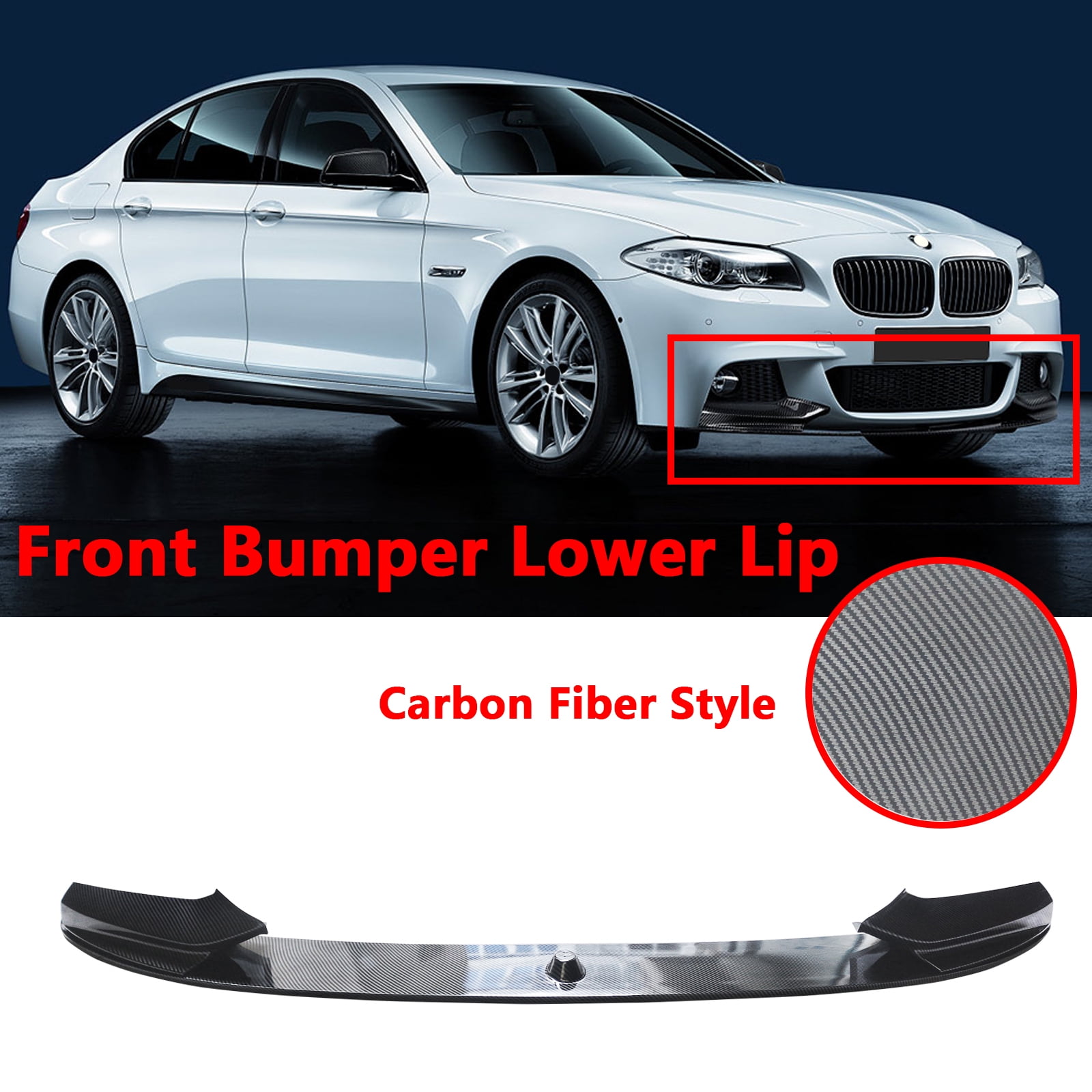 NINTE Front Bumper Lip for BMW 5 Series F10 2011-2016 Carbon Fiber ...