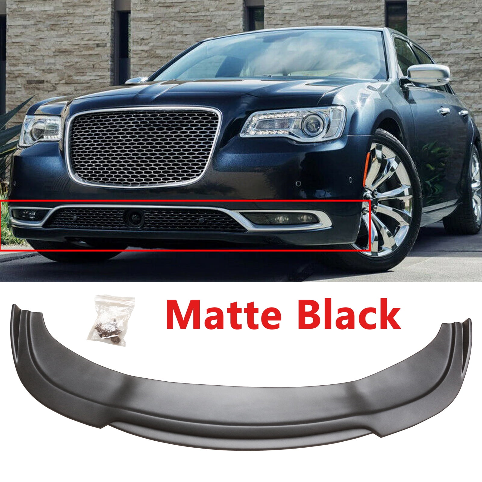 NINTE Front Bumper Lip for Chrysler 300 RT 2015-2022 Matte Black ...